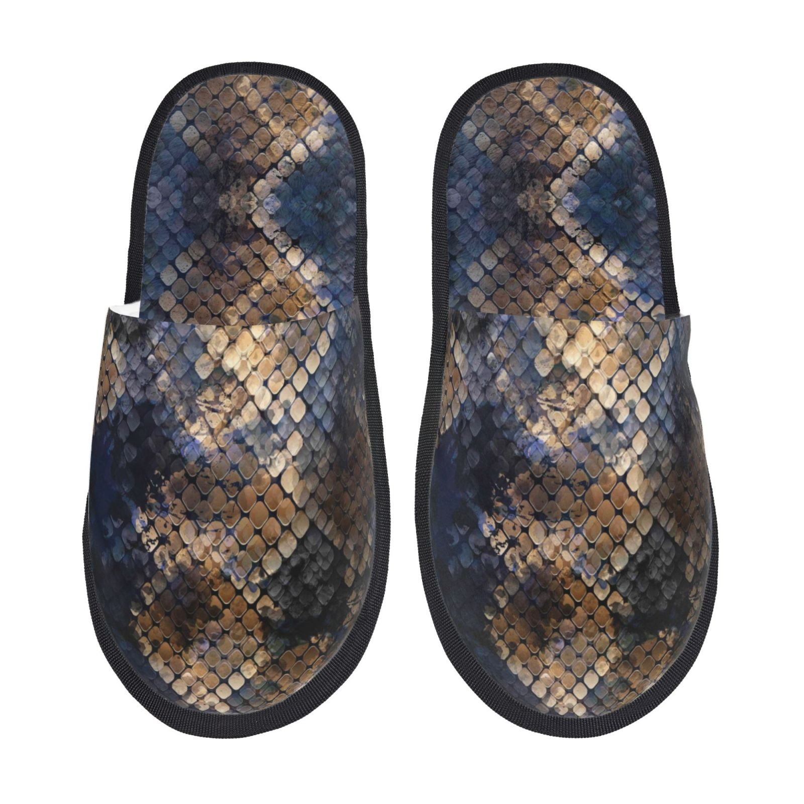 Fotbe Watercolor Snake Skin Pattern Women's Fuzzy Slippers Plush ...