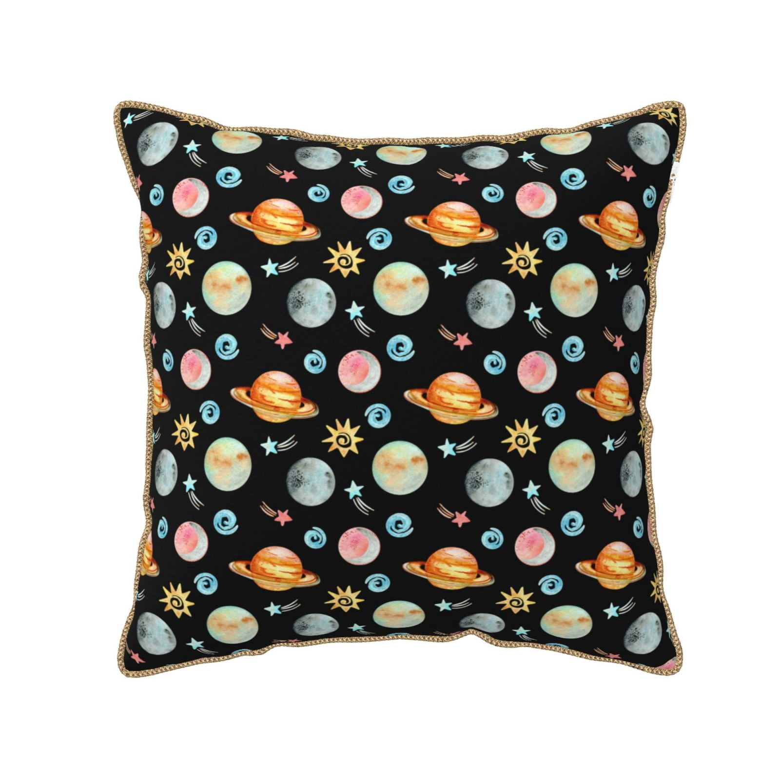 Fotbe Watercolor Space Planets Pattern Velvet Decorative Throw Pillow ...