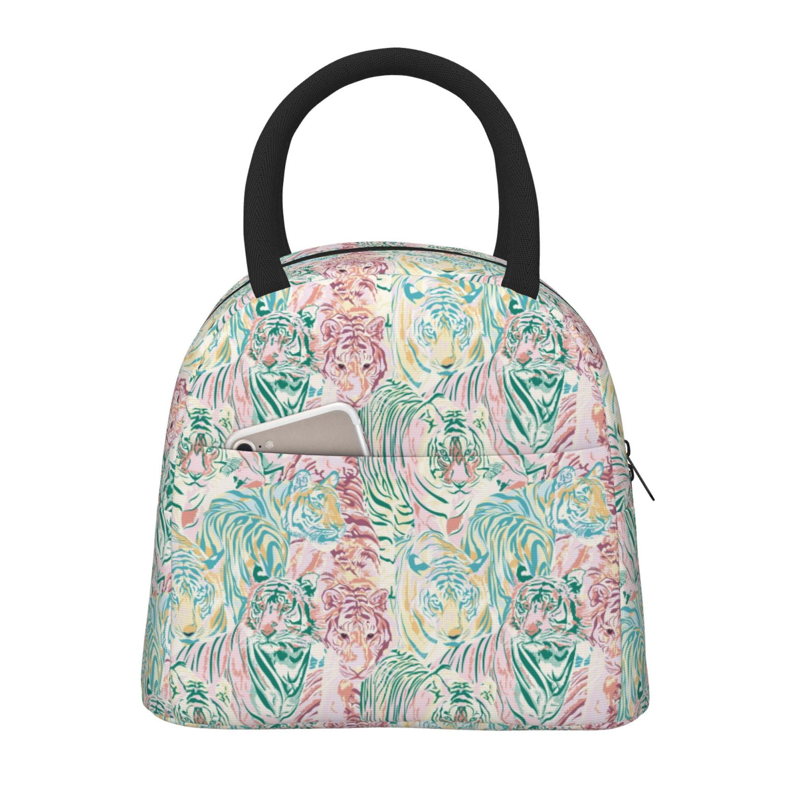 Fotbe Watercolor Tiger Pattern Lunch Bag, Insulated Lunch Box, Small ...