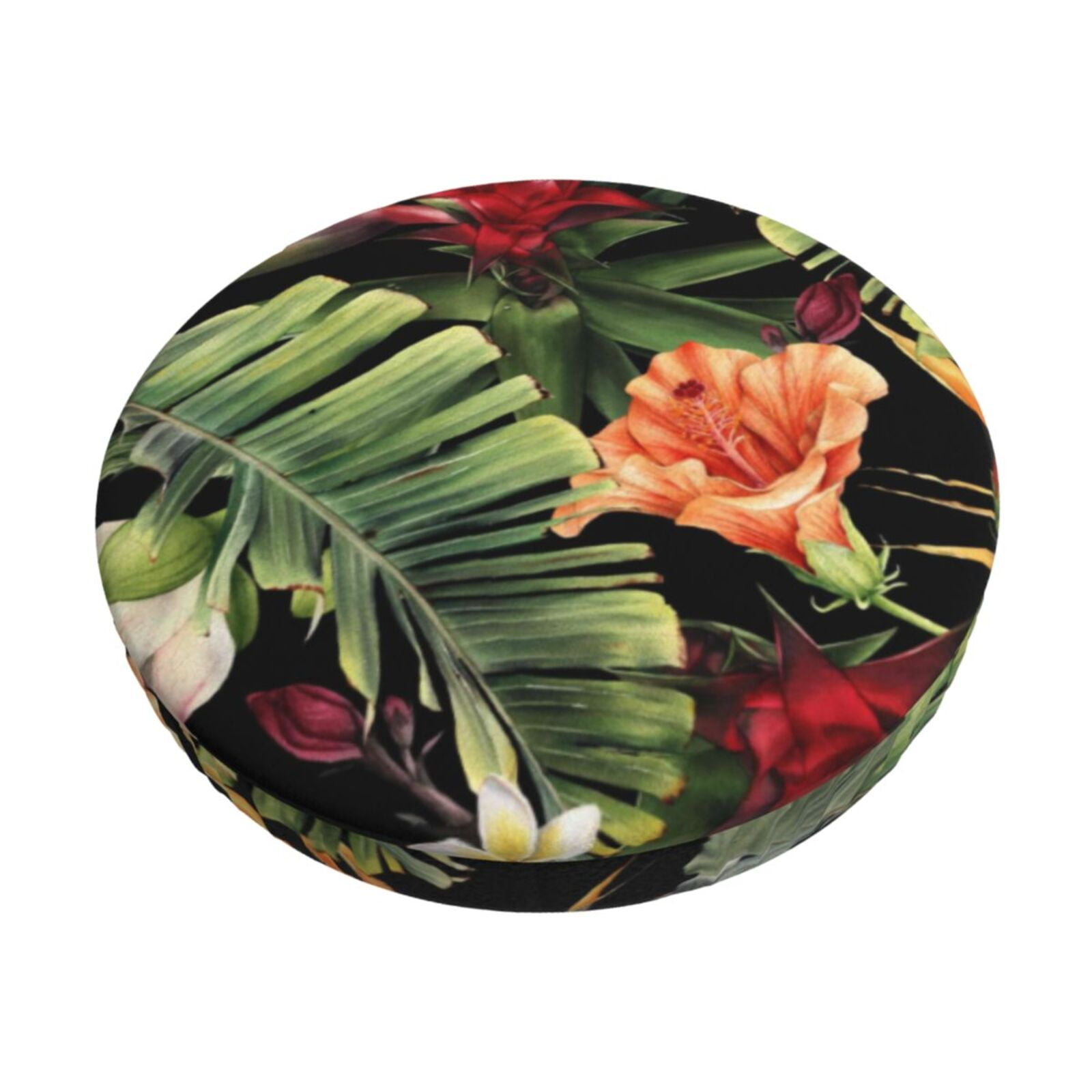 Fotbe Watercolor Tropical Flowers Stool Covers Round,Waterproof Round ...