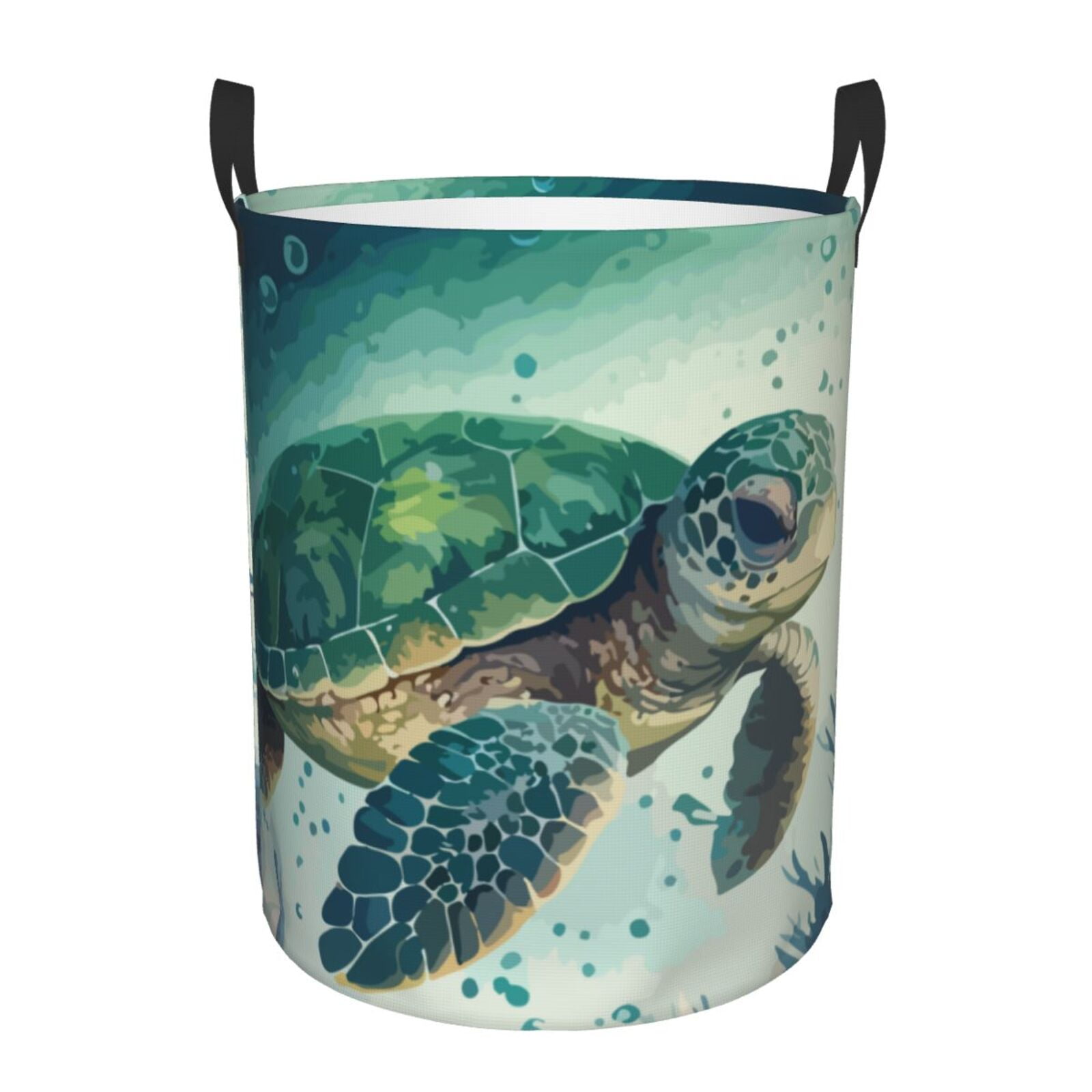Fotbe Watercolor Turtle5 Laundry Basket with Handles, Waterproof Large ...