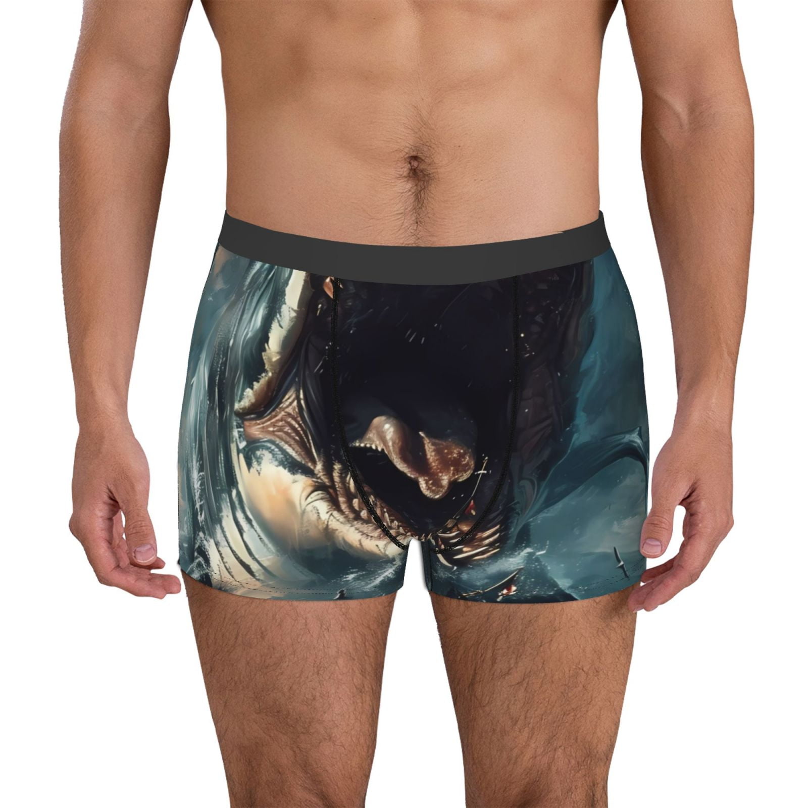 Fotbe Wave Sailboat Shark Men’s Total Support Pouch Boxer Briefs, X-Temp Cooling, Moisture ...