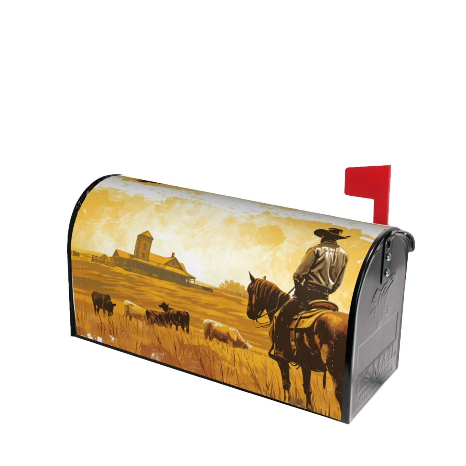 Fotbe Western Cowboy Ranch Mailbox Covers Post Letter Box Cover Garden ...