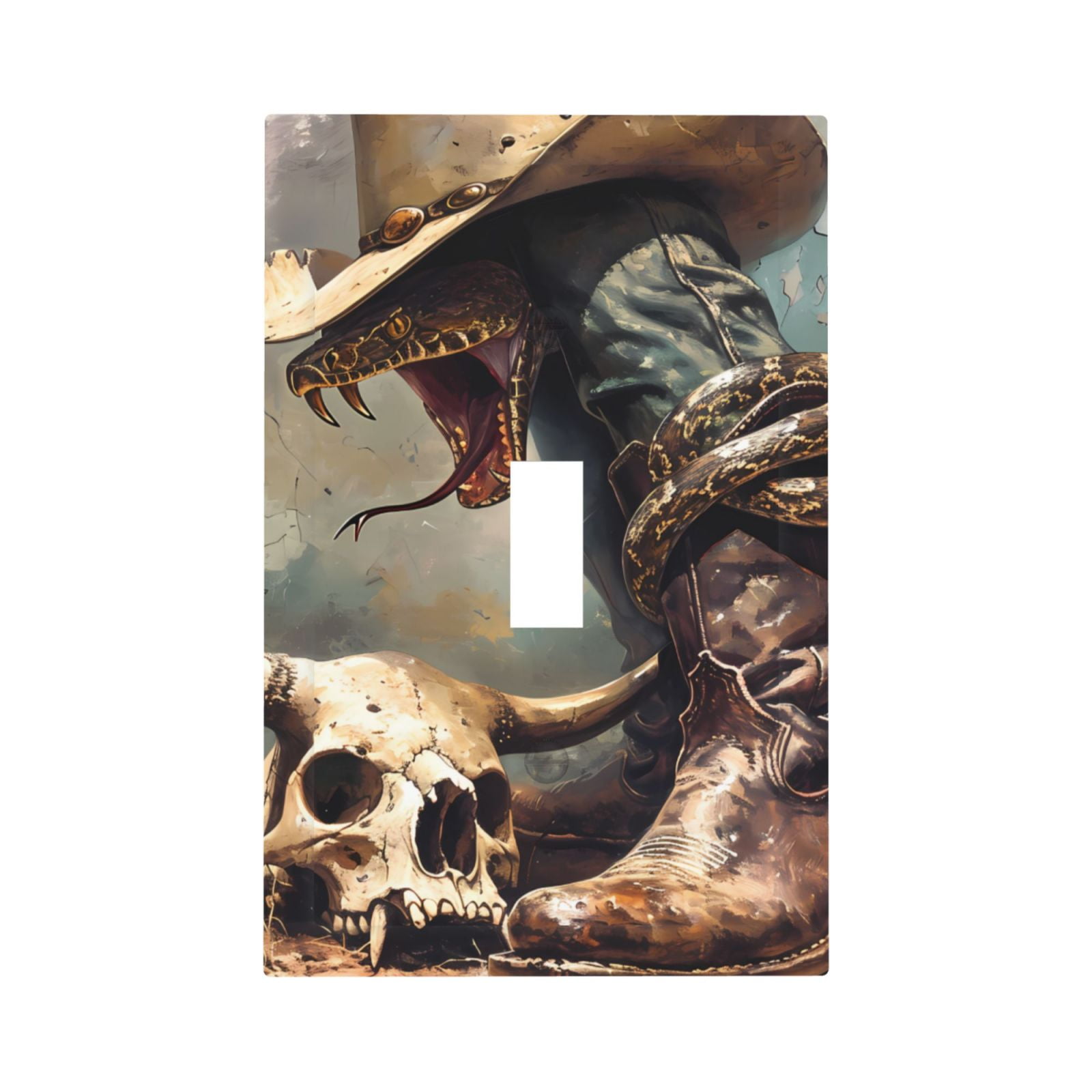 Fotbe Western Cowboy Snake Ram Skull Print Duplex Receptacle Wall Plate ...