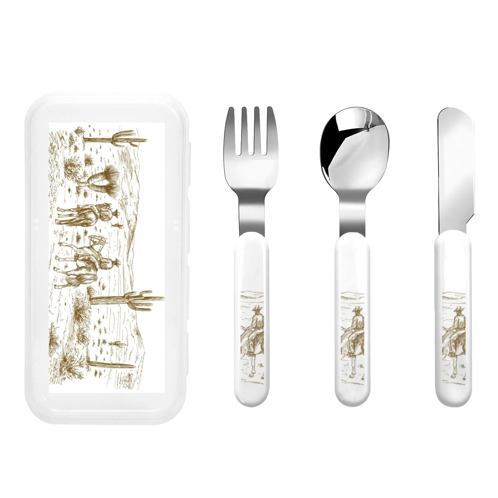 Fotbe Western Desert Cowboys for Stainless Steel Kids Silverware Set ...