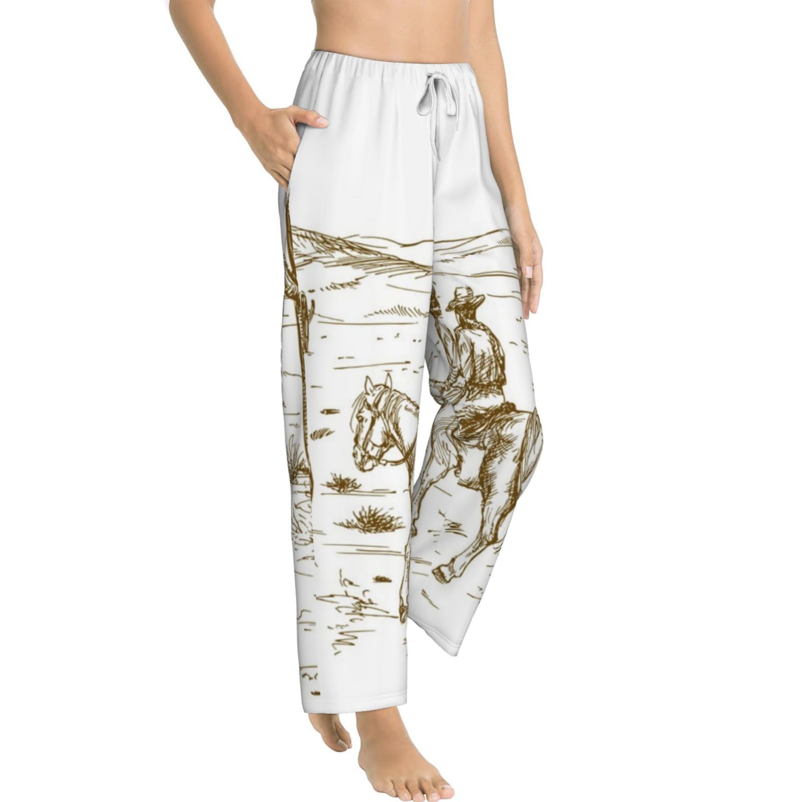 Fotbe Western Desert Cowboys Women's Pajama Pants,Sleepwear Pants,Pj ...