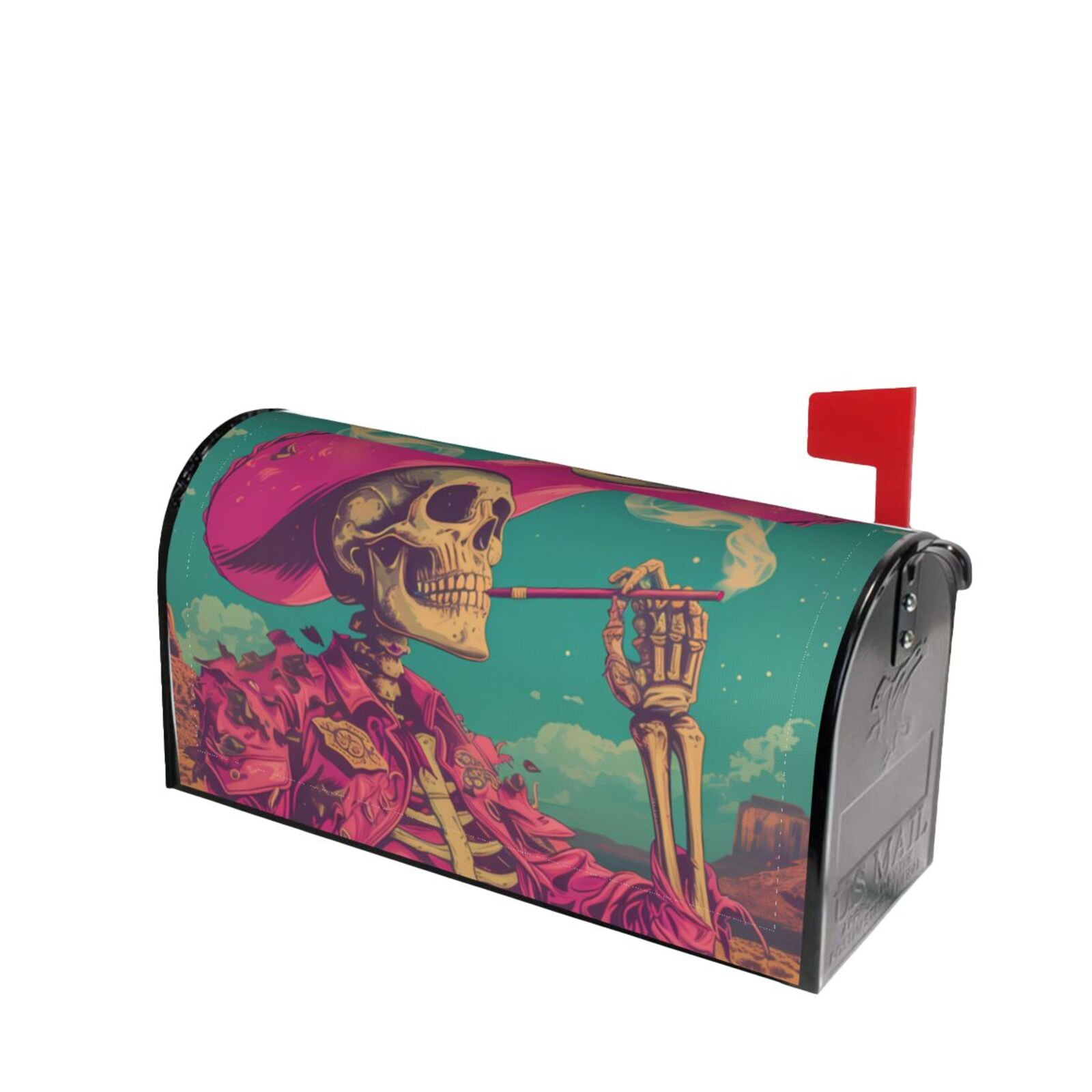 Fotbe Western Desert Skull Cowboy (2) Mailbox Covers Post Letter Box ...