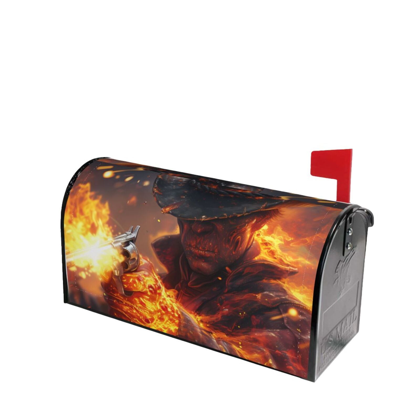 Fotbe Western Fire Cowboy Mailbox Covers Post Letter Box Cover Garden ...