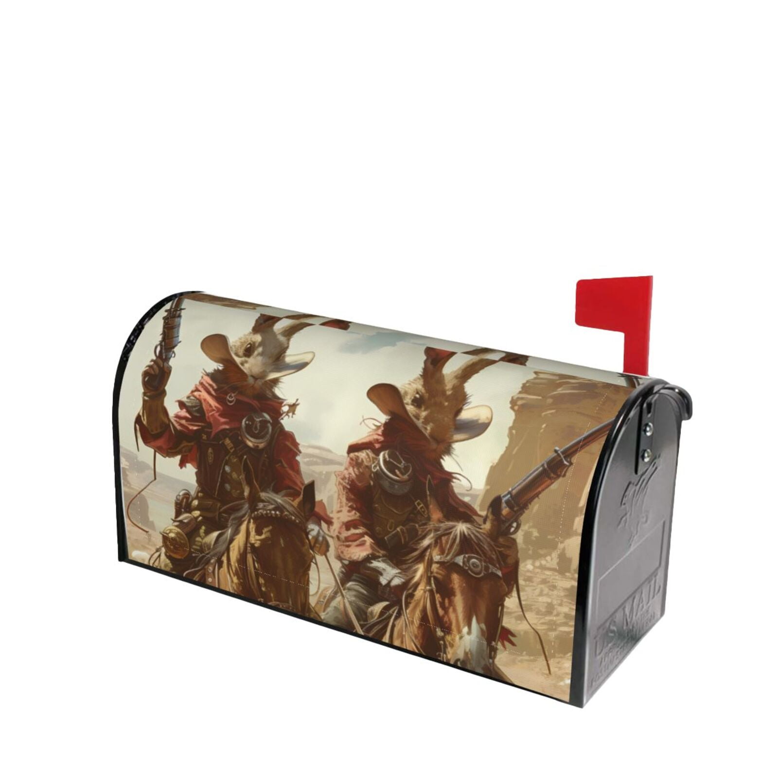 Fotbe Western Rabbit Cowboy Mailbox Covers Post Letter Box Cover Garden ...