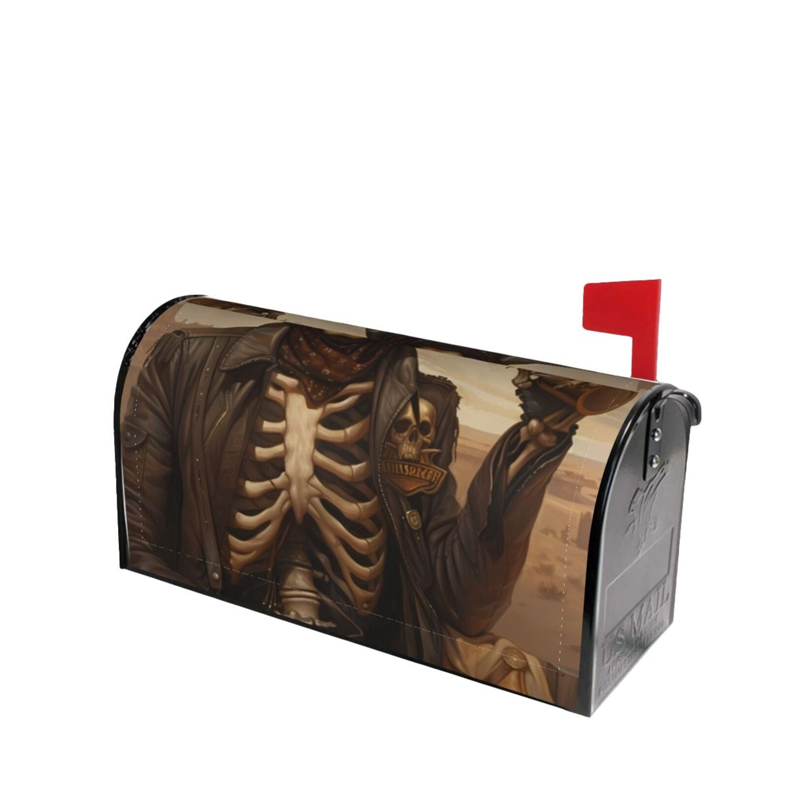 Fotbe Western Skull Cowboy Mailbox Covers Post Letter Box Cover Garden ...