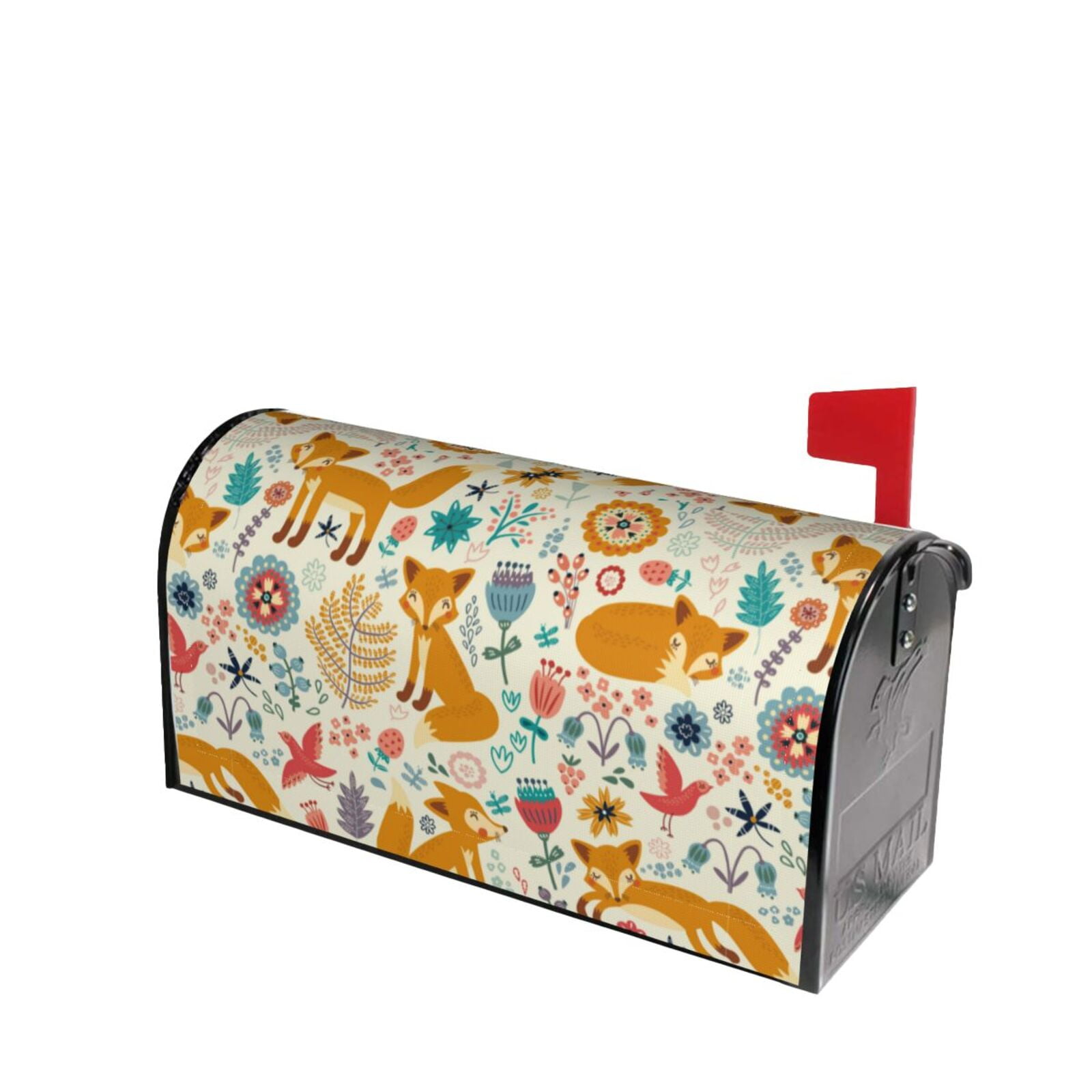 Fotbe Whimsical Fox Floral Garden Mailbox Covers Post Letter Box Cover ...