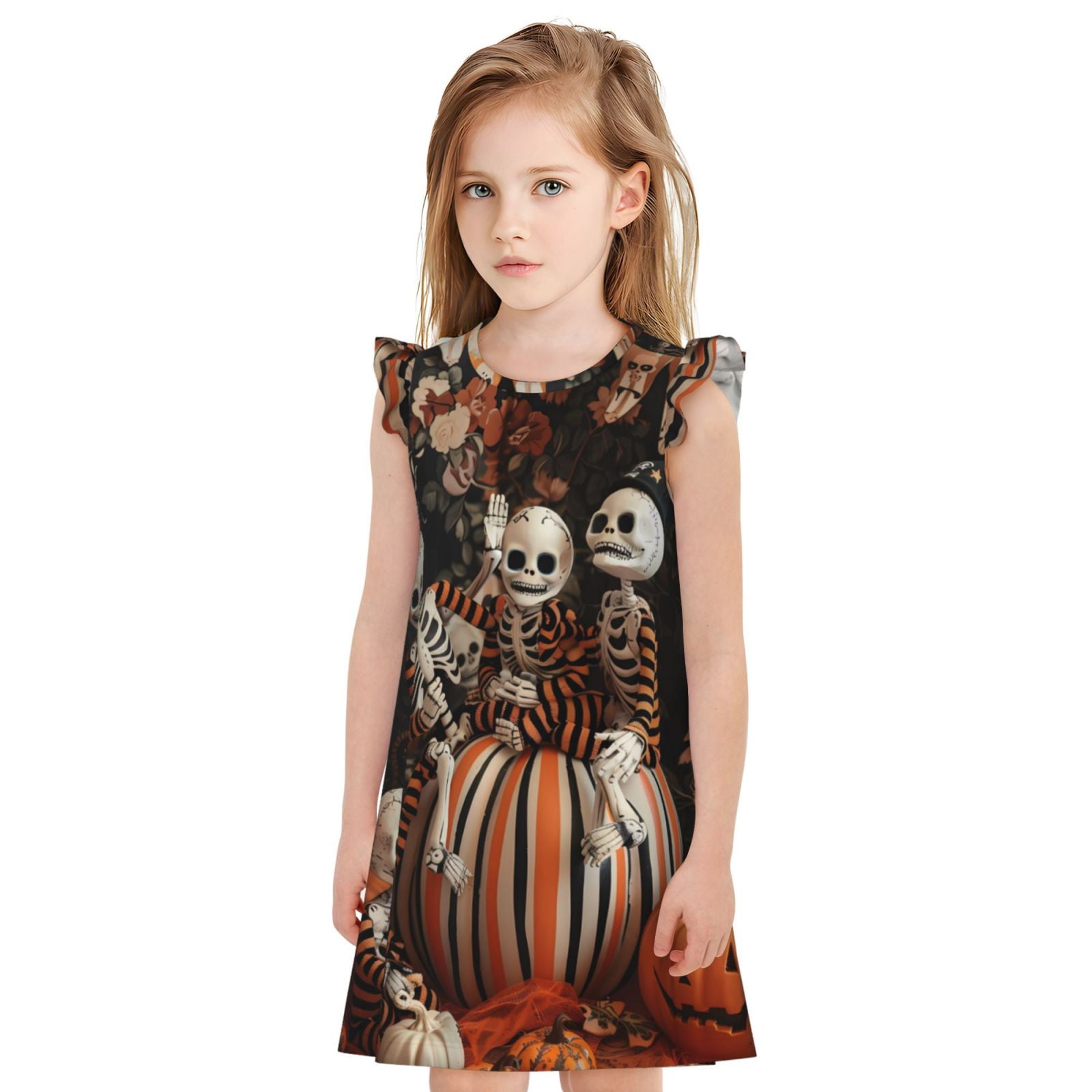 Fotbe Whimsical Halloween Skeletons Pattern Girls Nightgowns 3-10 Years ...
