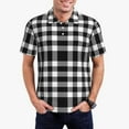 Fotbe White And Black Plaid Pattern Men’s Golf Polo Shirt – Breathable ...