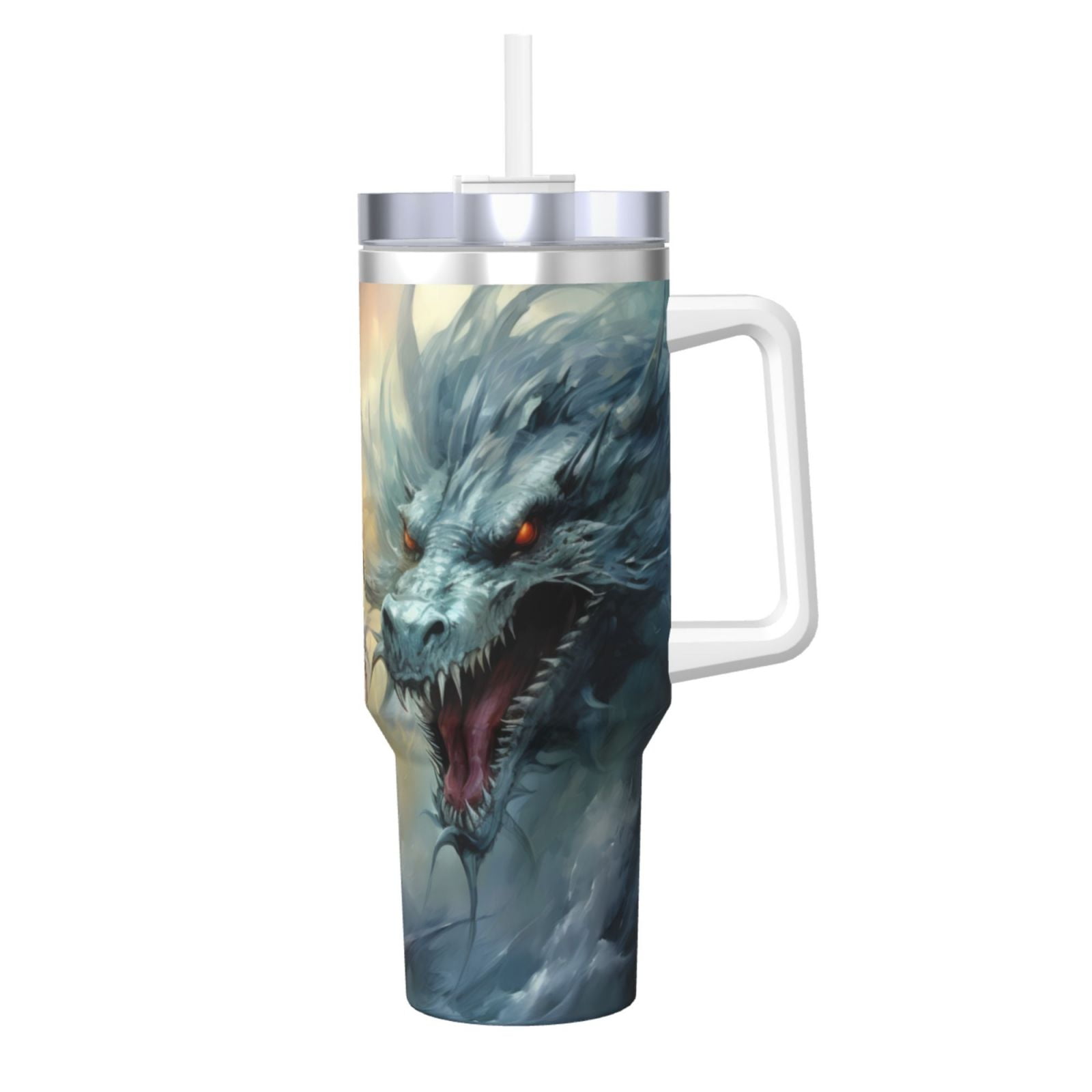Fotbe White And Red Storm Dragon Pattern 40oz Ice Bully With Handle And ...