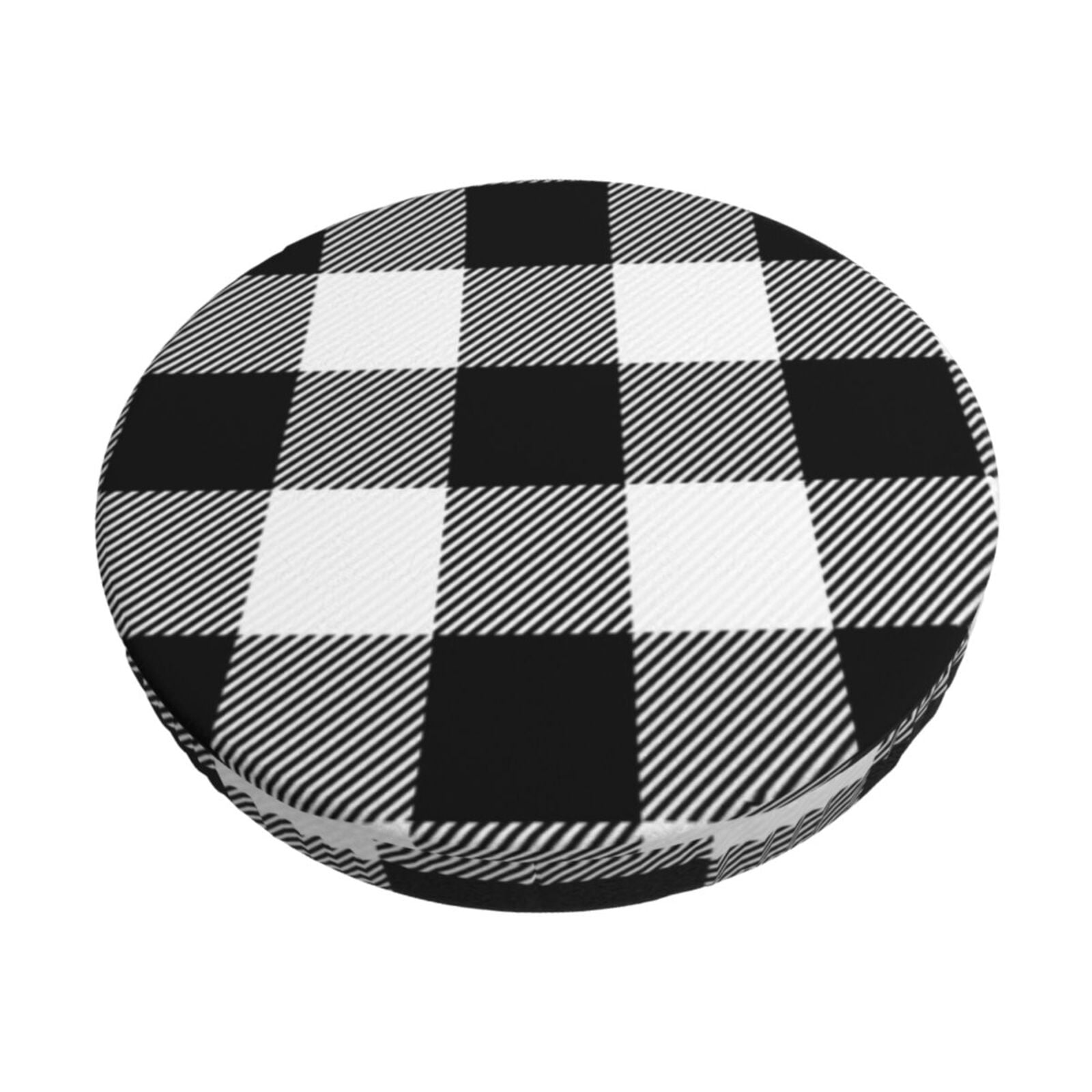 Fotbe White And Black Plaid Stool Covers Round,Waterproof Round Bar ...