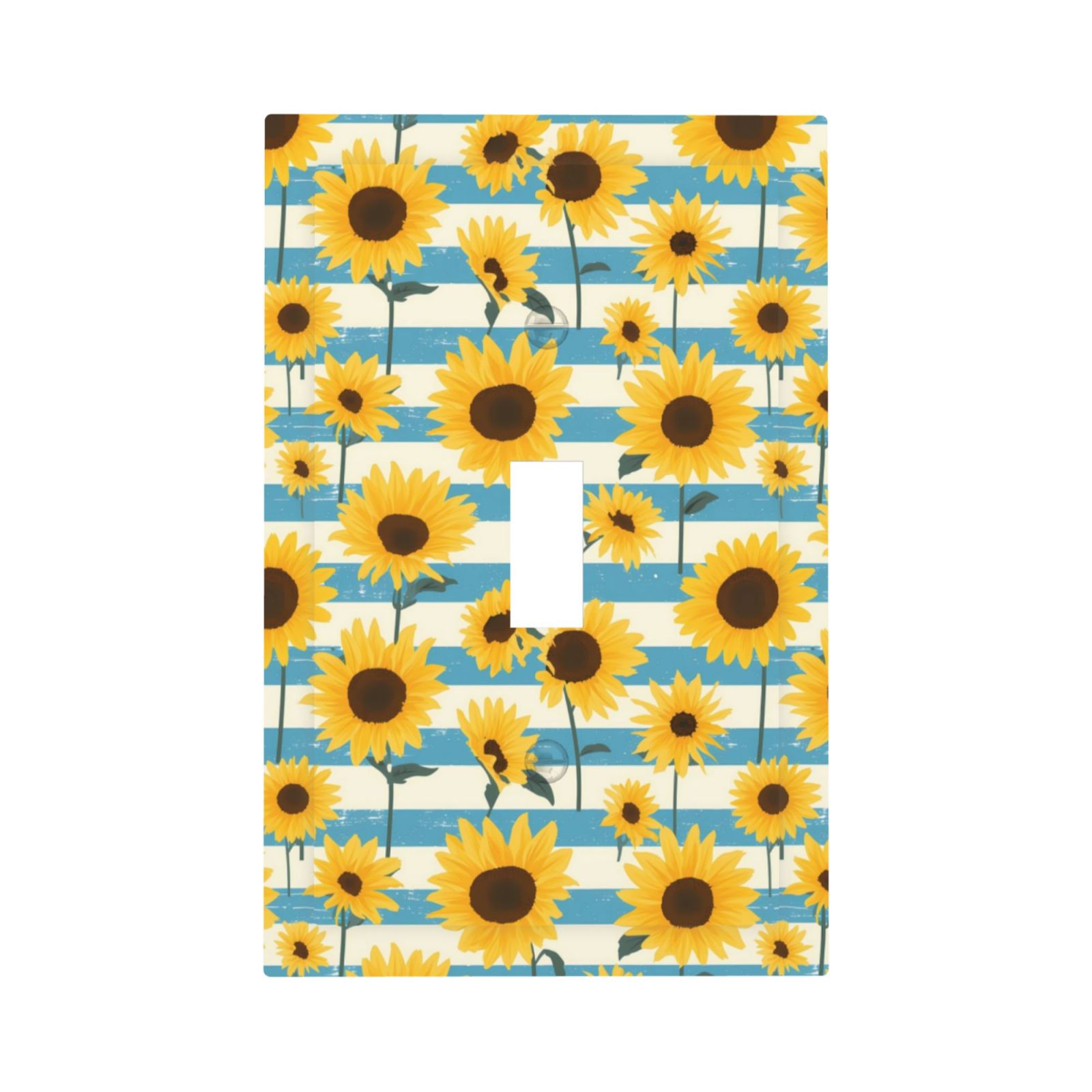Fotbe White Blue Striped Sunflower Print Duplex Receptacle Wall Plate ...