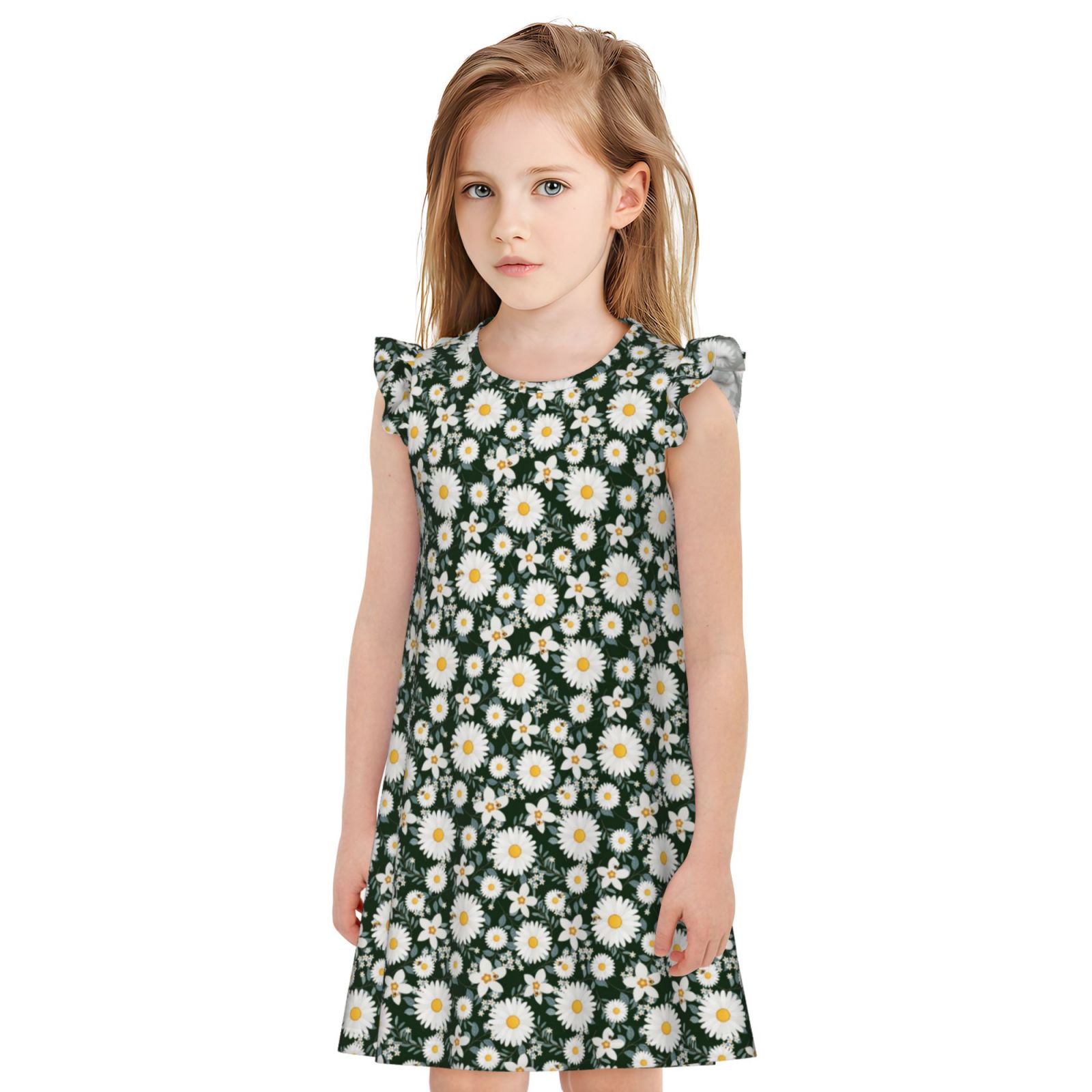 Fotbe White Daisies and Bee Pattern Girls Nightgowns 3-10 Years Short ...