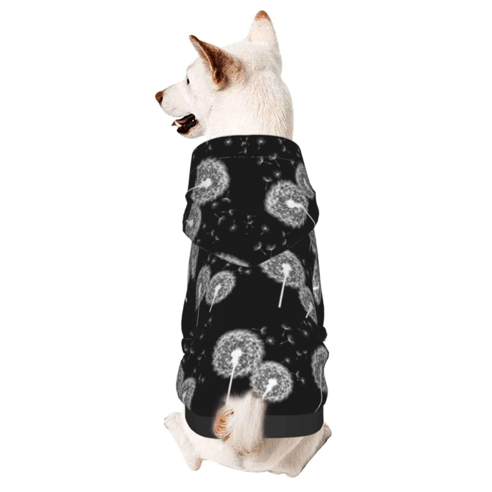 Fotbe White Flower Dandelion Print Small Dog Sweater Hoodies Pet Grey ...