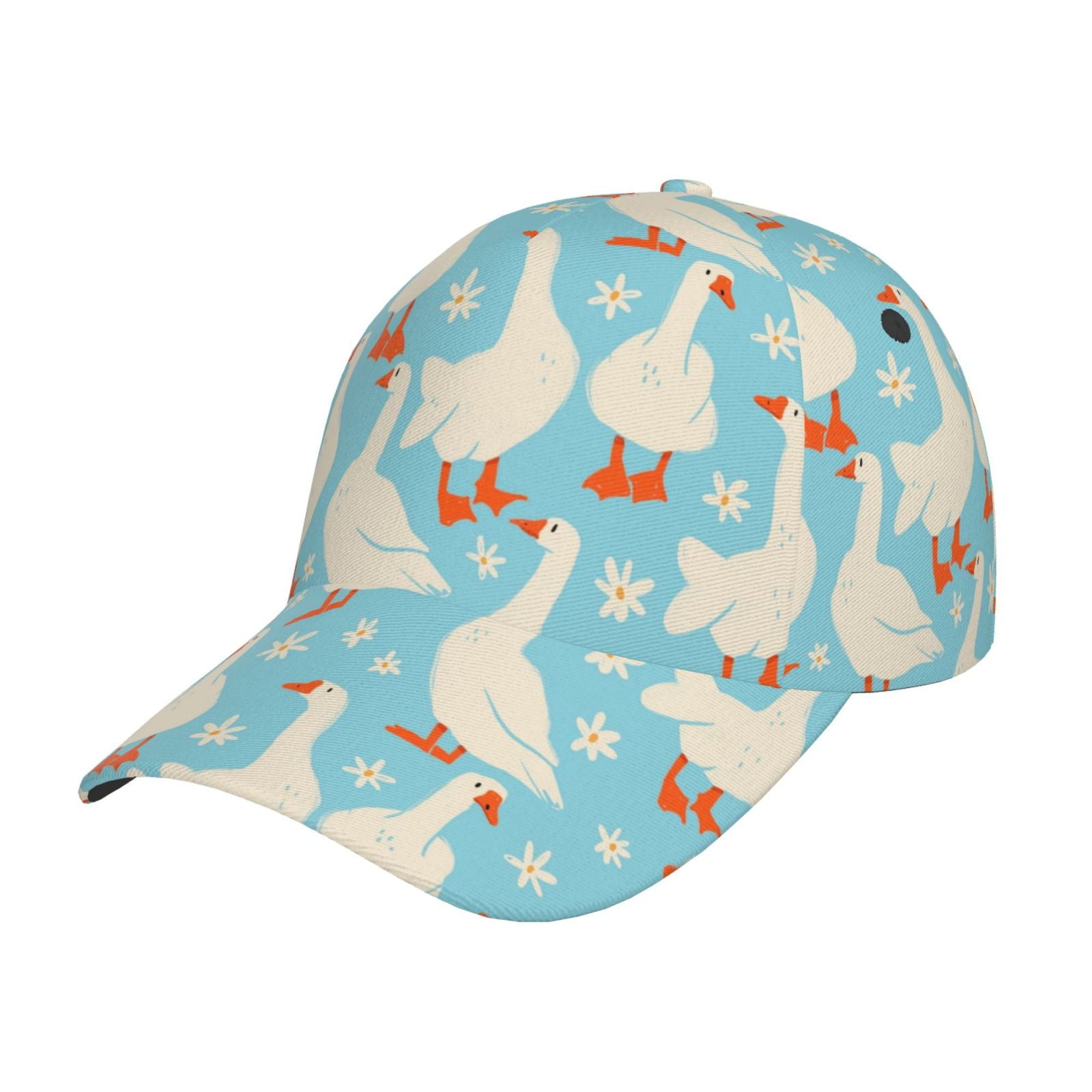 Fotbe White Geese And Flower Baseball Cap, White Geese And Flower Print ...