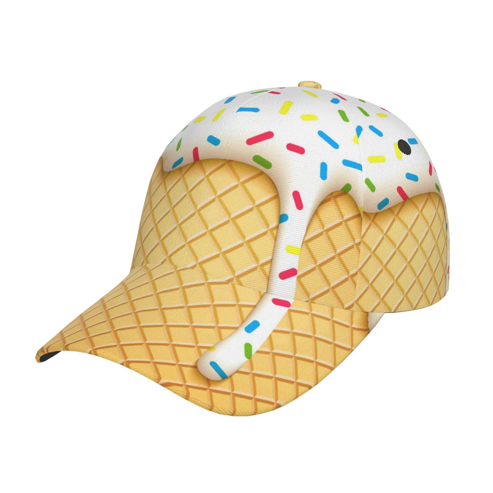 Fotbe White Ice Cream Baseball Cap, White Ice Cream Print Dad Hat ...