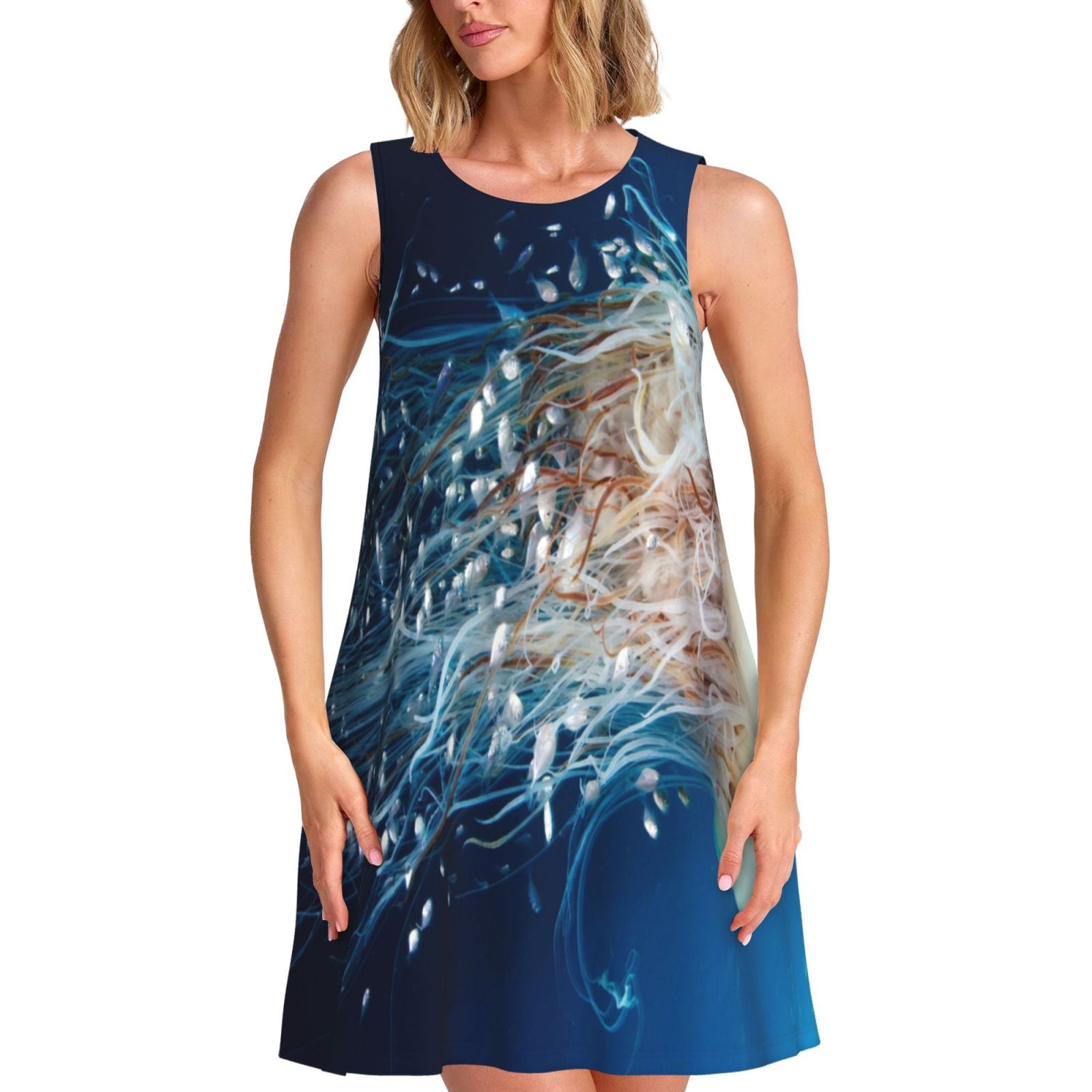 Fotbe White Jellyfish Dansing in the Ocean Pattern Women’s Summer Tank ...