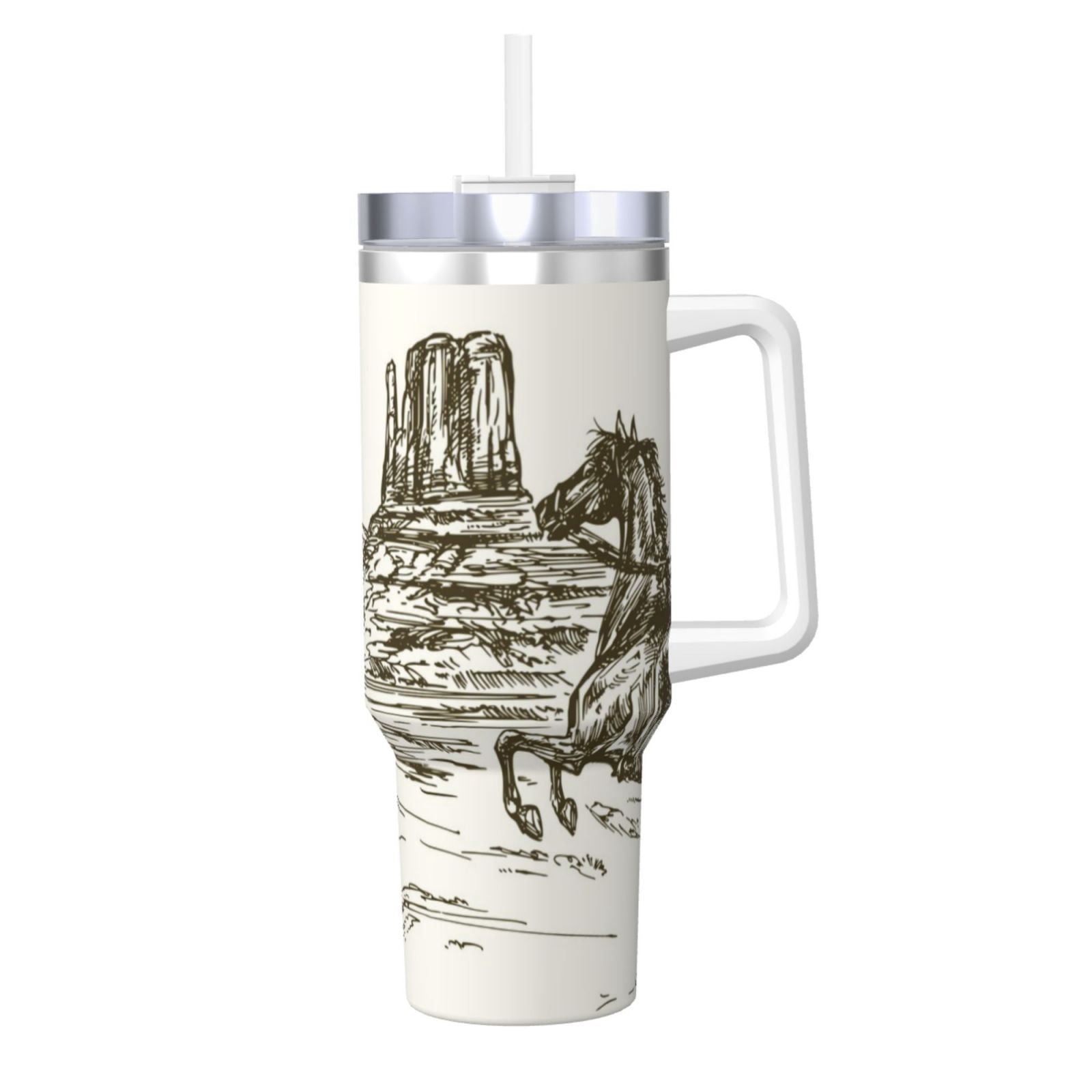 Fotbe Wild West Desert With Cowboy Pattern 40oz Ice Bully With Handle ...