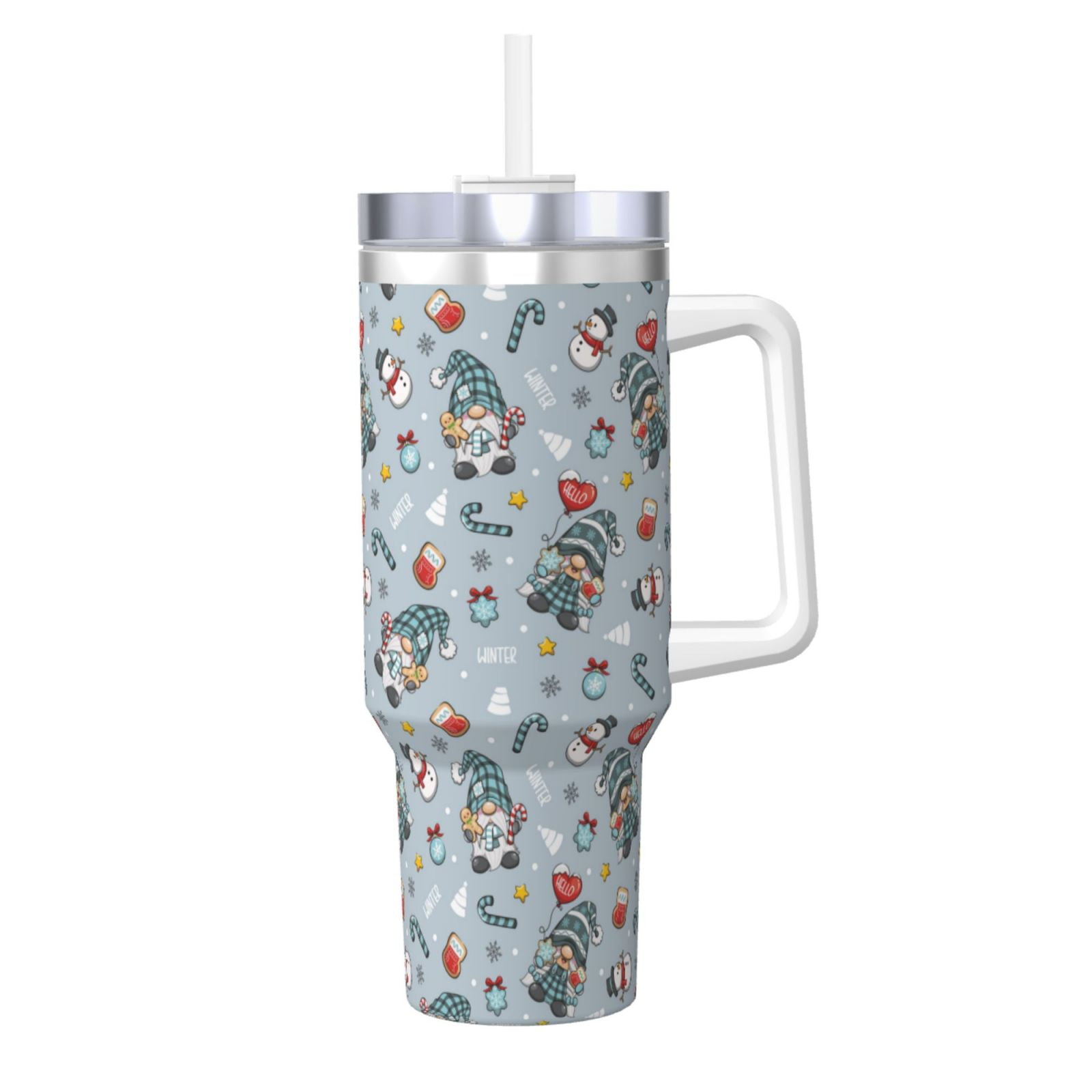 Fotbe Winter Gnome And Snowman Pattern 40oz Ice Bully With Handle And ...