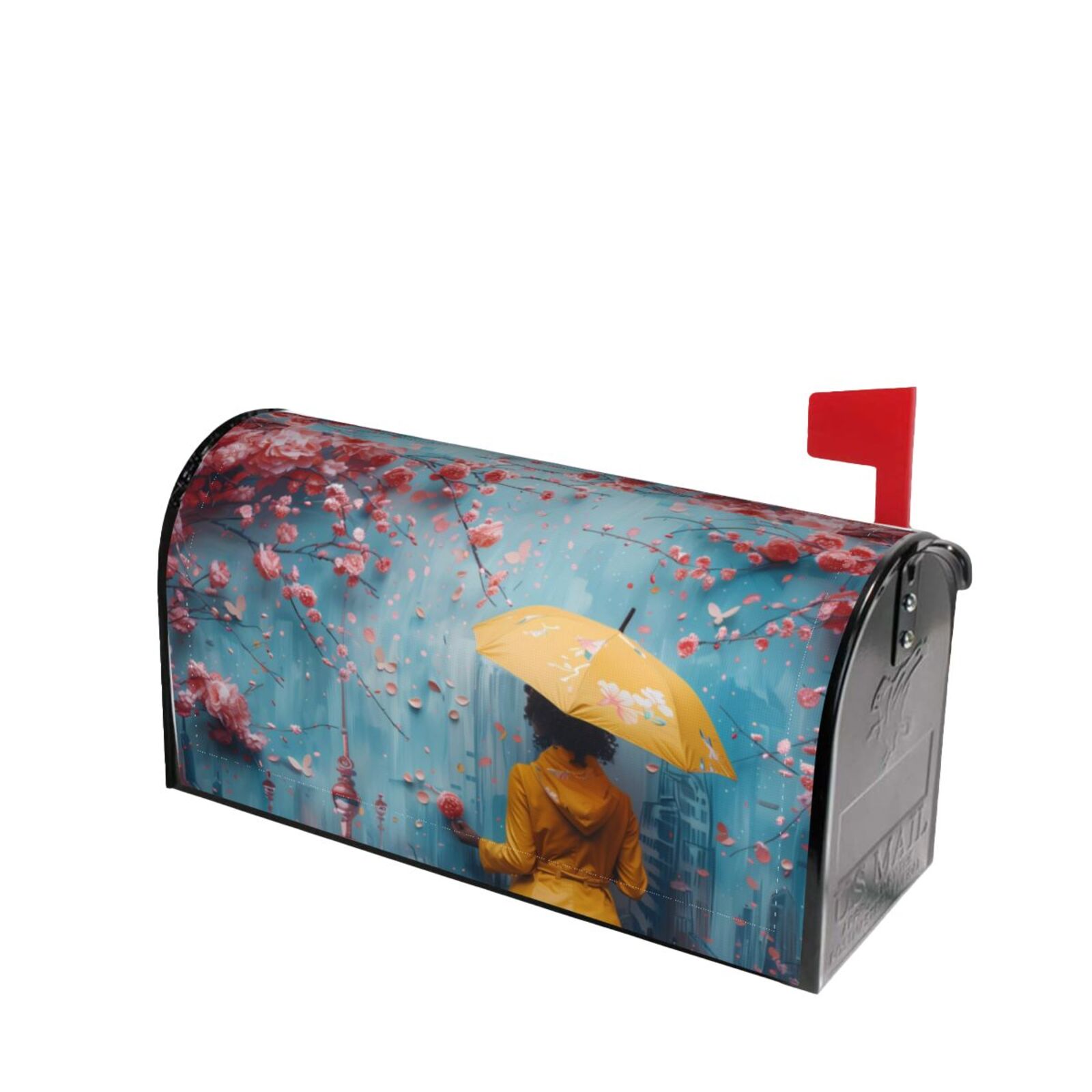 Fotbe Woman Under Blossoming Tree Mailbox Covers Post Letter Box Cover ...