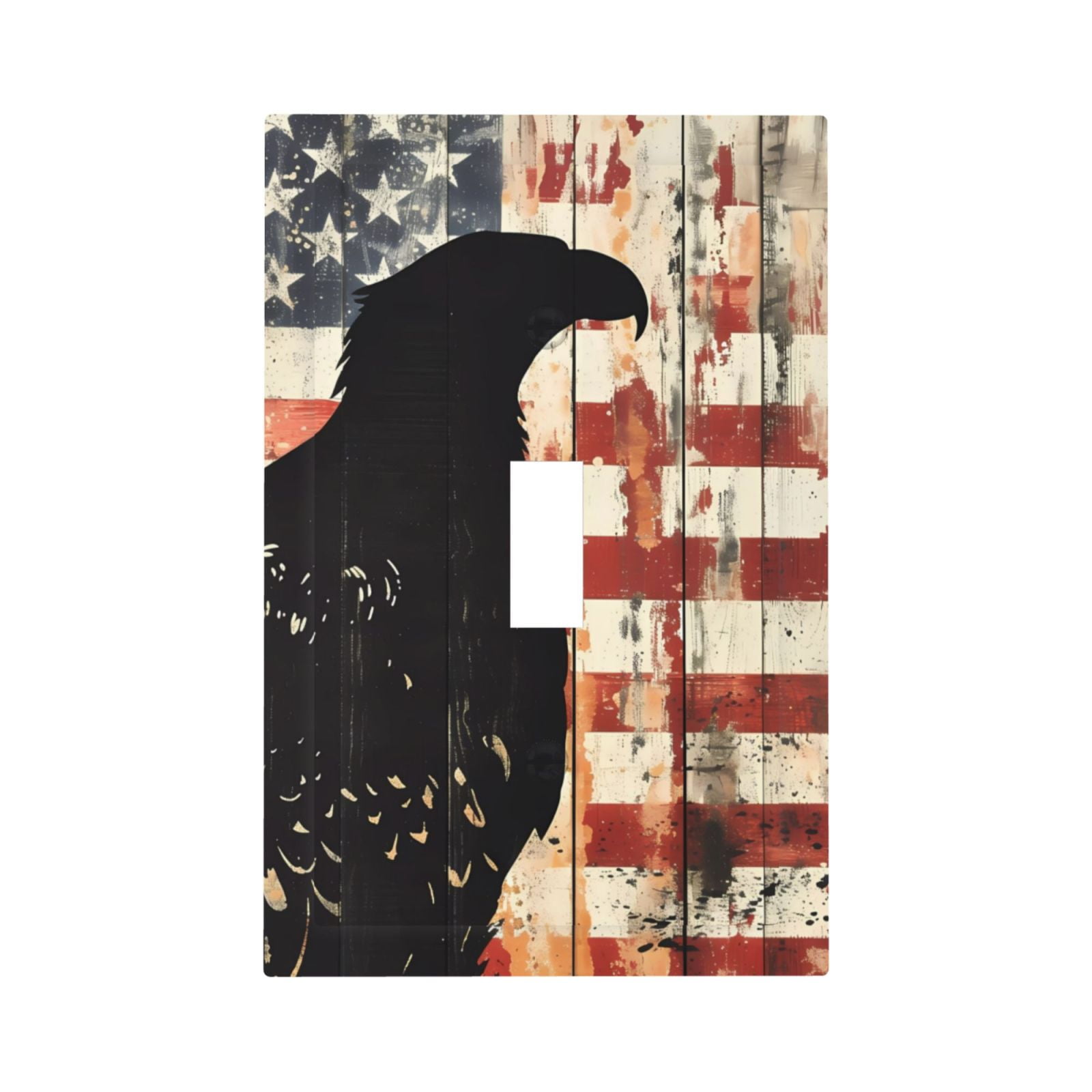Fotbe Wood Grain Bald Eagle Print Duplex Receptacle Wall Plate, 1-Gang ...