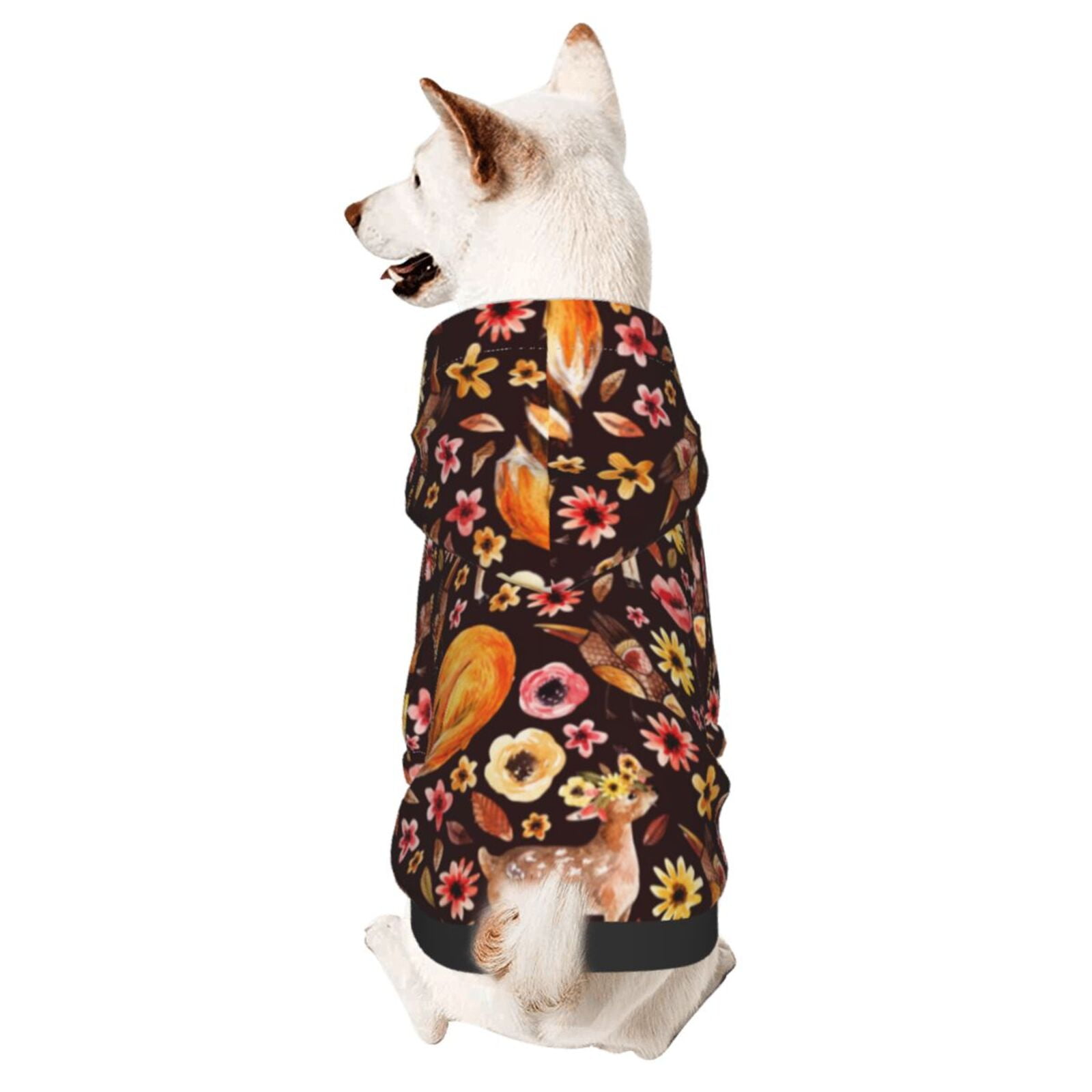 Fotbe Woodland Creatures Floral Print Small Dog Sweater Hoodies Pet ...