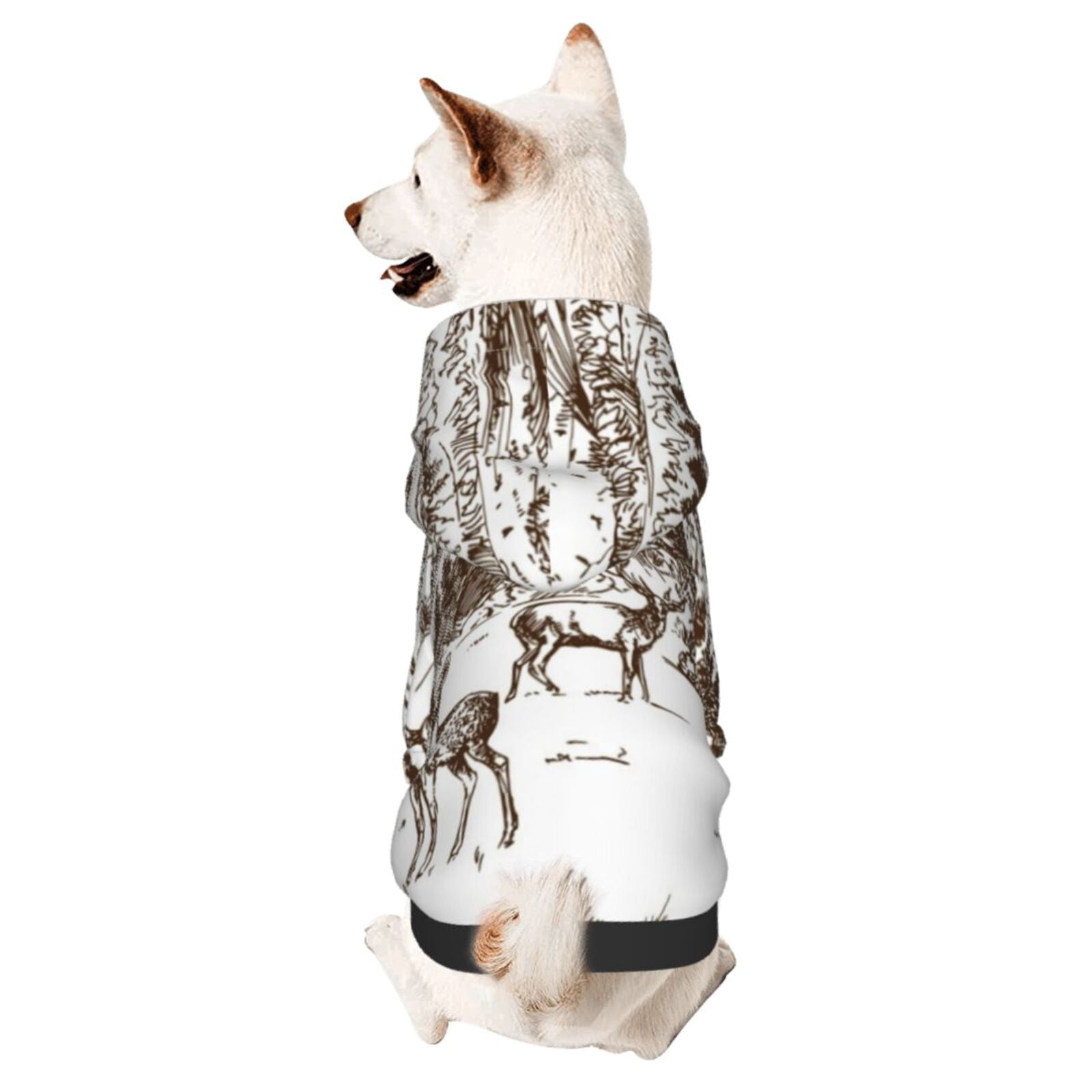 Fotbe Woodland Forest With Deers Print Small Dog Sweater Hoodies Pet ...