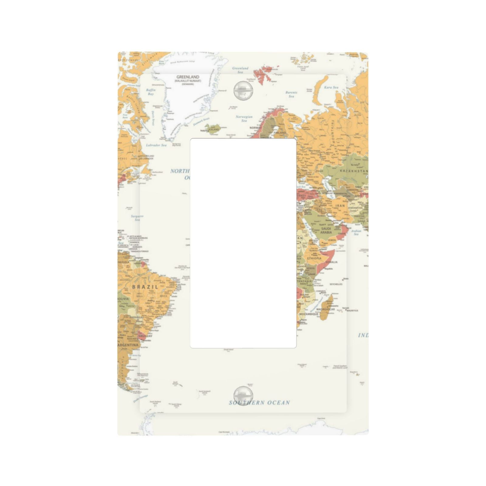 Fotbe World Map 1 Print Duplex Receptacle Wall Plate, 1-Gang 5.0" x3.0 ...