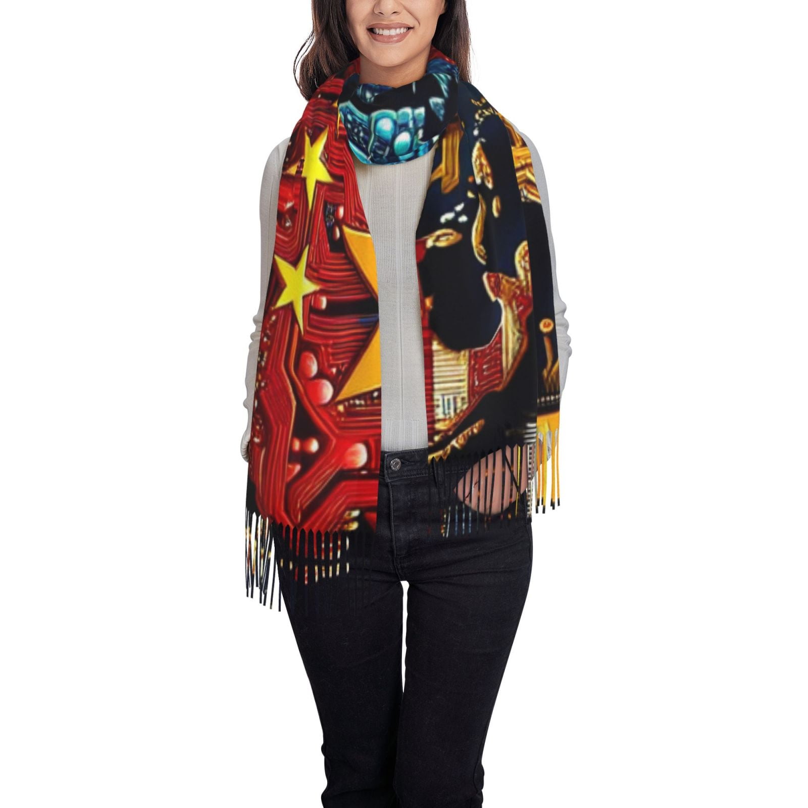 Fotbe World Map Of Digital Circuits Print Womens Fall Winter Scarf Tassel Soft Warm Blanket ...