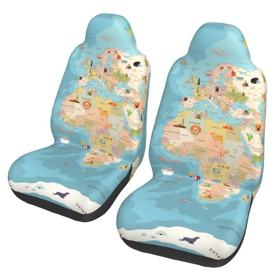 Fotbe World Map With Animals 1 Pattern Automotive Seat Covers for Cars ...
