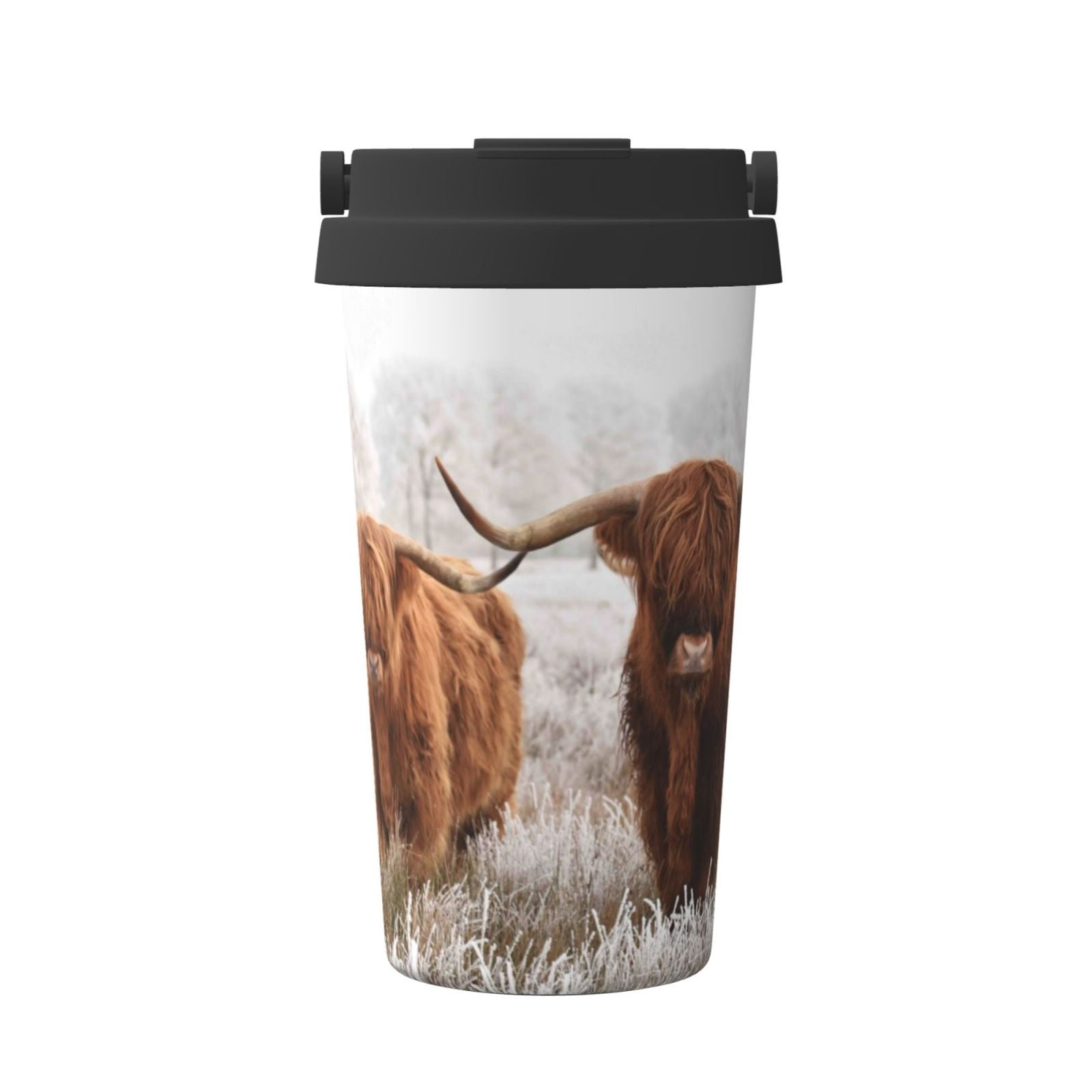 Fotbe Yak Printed Insulated Travel Coffee Mug Spill Proof Leak Proof ...