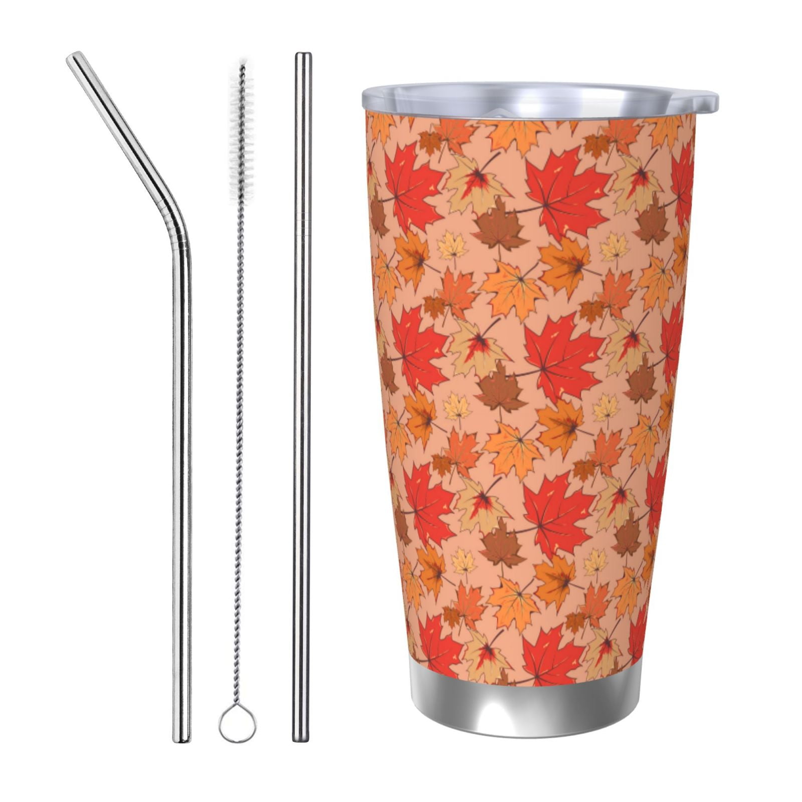 Fotbe Yellow And Red Maple Leaves Pattern 20 oz Tumbler Stainless Steel ...