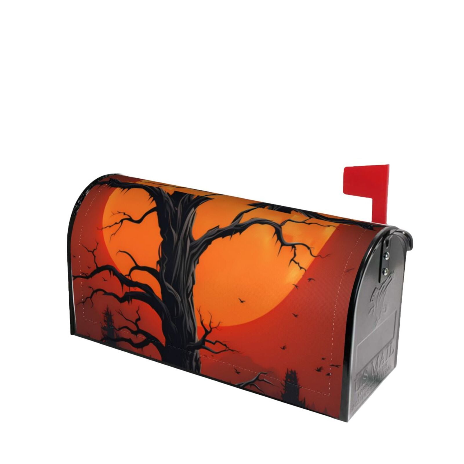 Fotbe Yellow Castle Sunset Tree Mailbox Covers Post Letter Box Cover ...