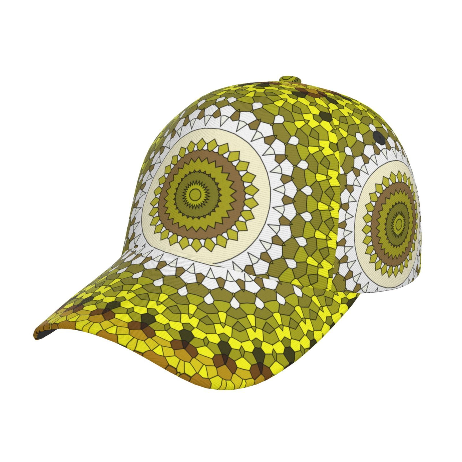 Fotbe Yellow Mandala Baseball Cap, Yellow Mandala Print Dad Hat,Outdoor ...