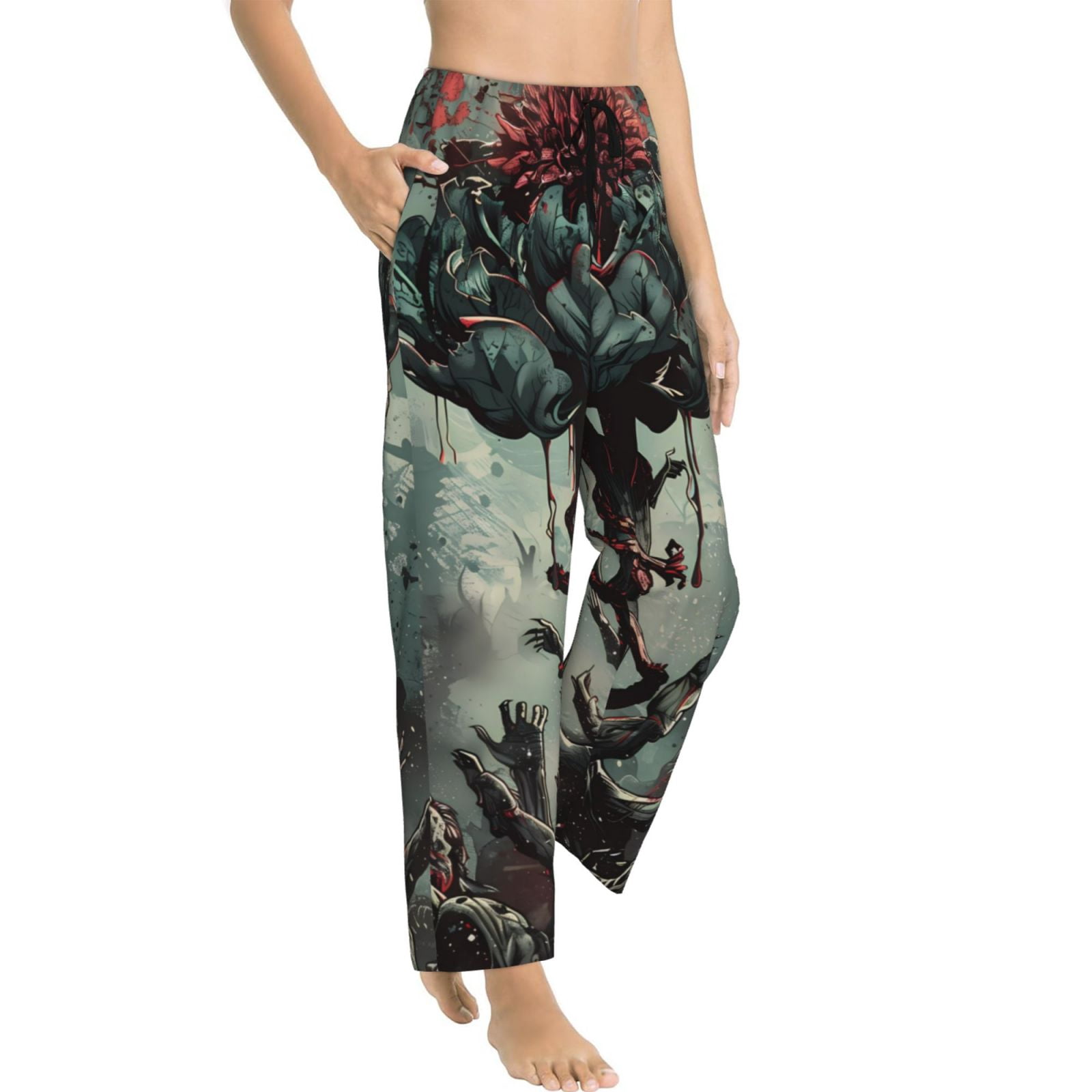 Fotbe Zombie Flower Apocalypse Women's Pajama Pants,Sleepwear Pants,Pj ...
