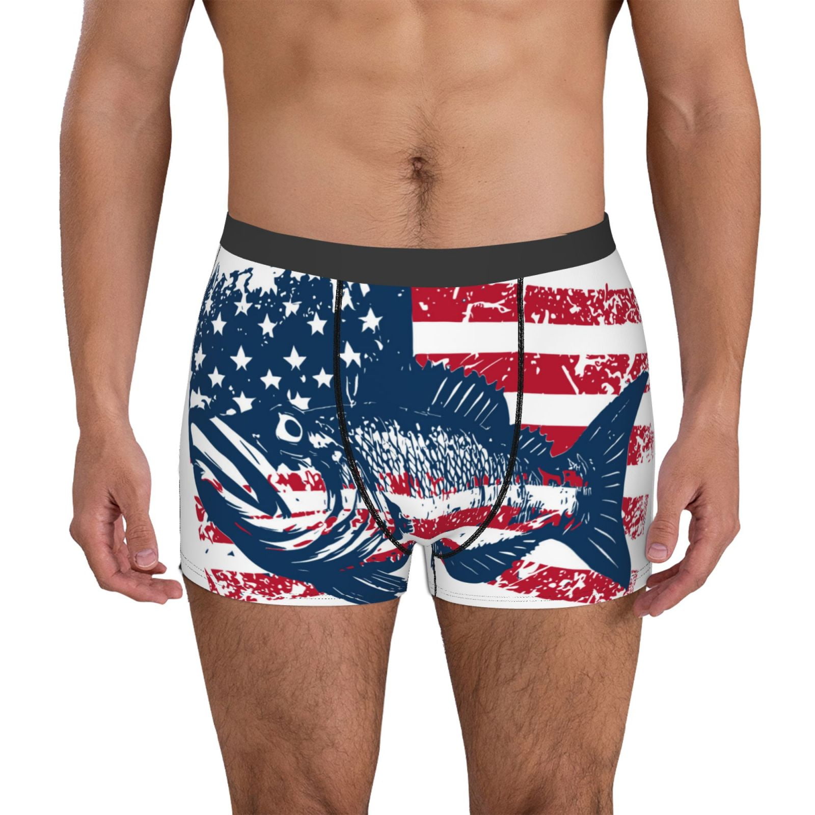 Fotbe bass fish with the USA flag Men’s Total Support Pouch Boxer ...