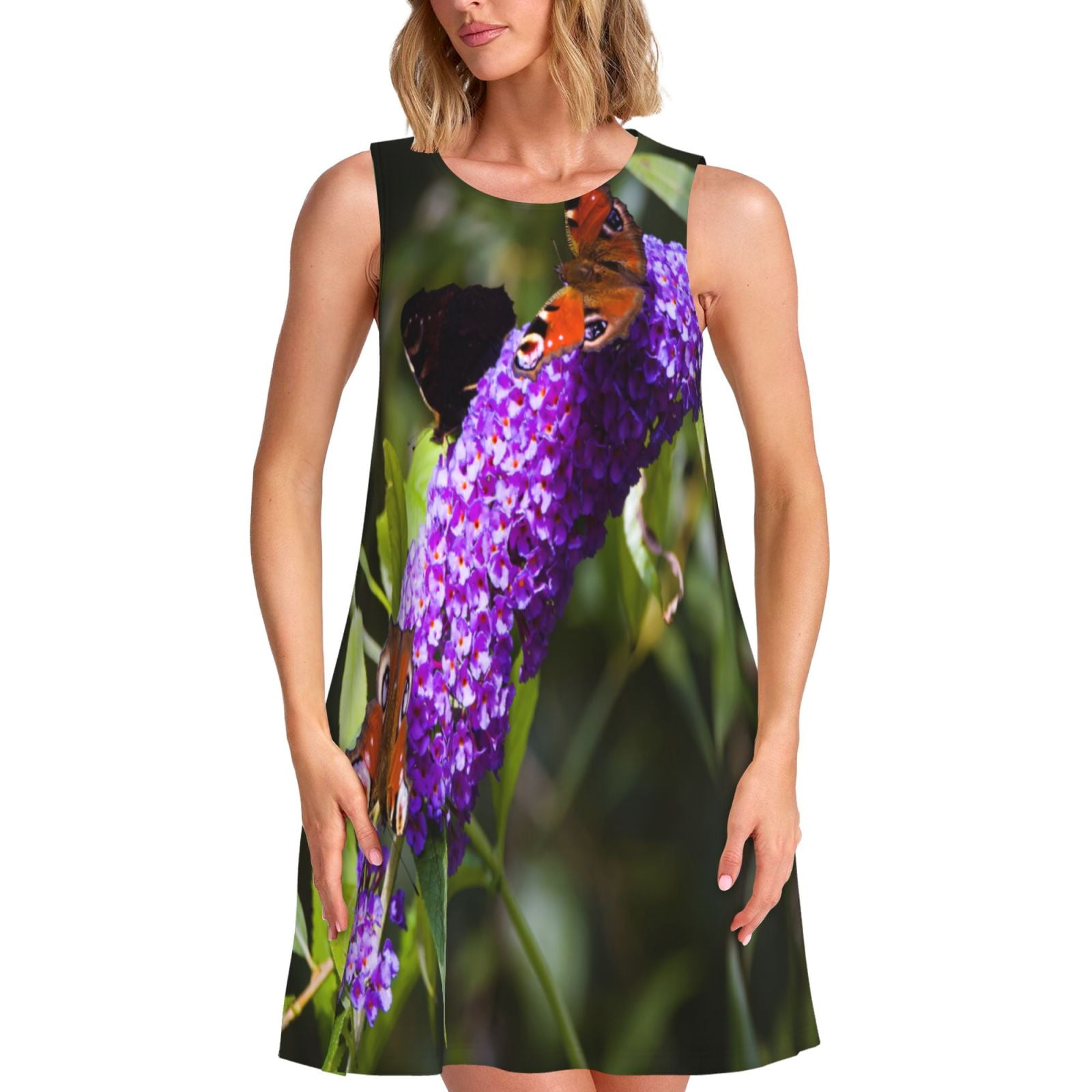 Fotbe butterfly bush flower Pattern Women’s Summer Tank Midi Dress ...