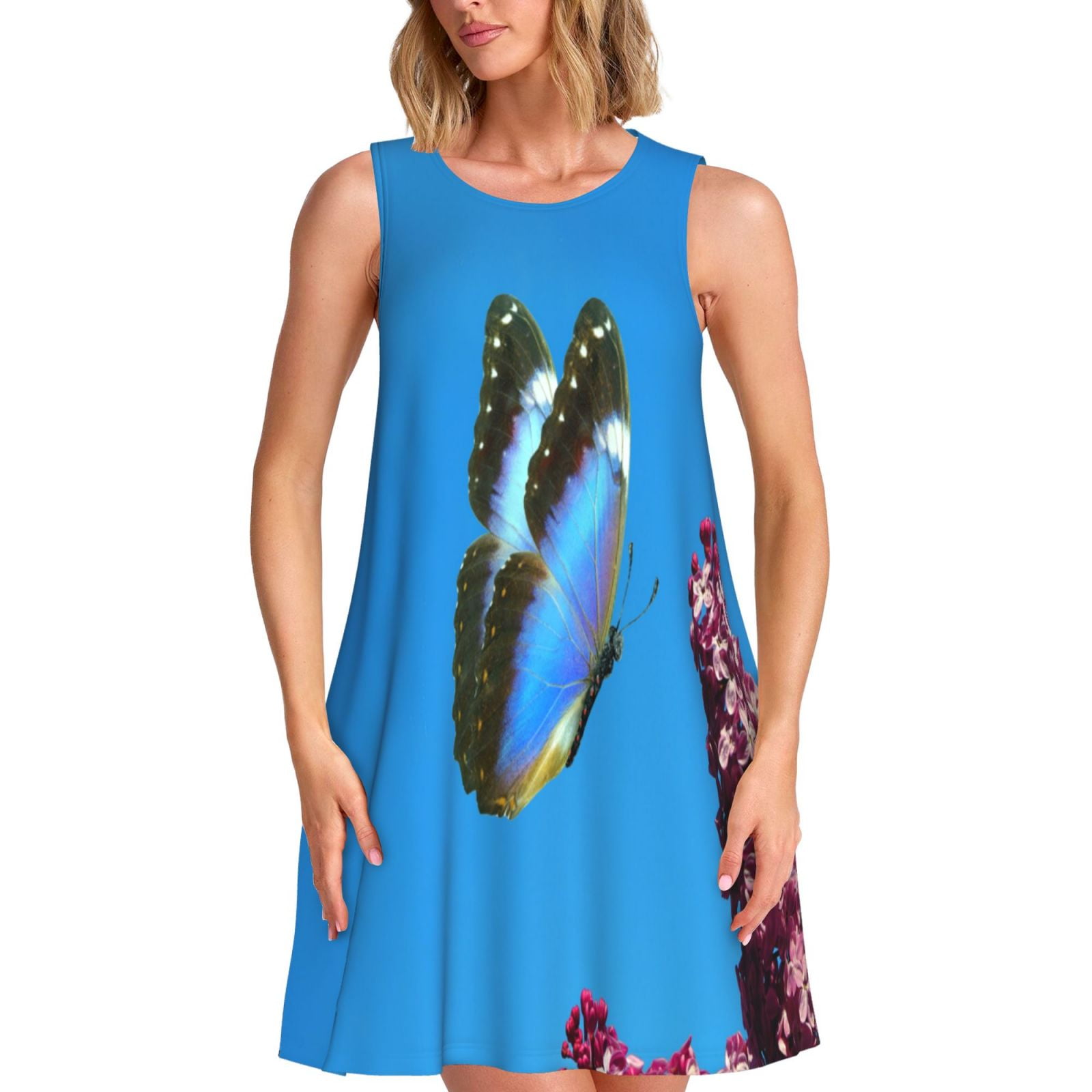 Fotbe butterfly and purple lilac flowers Pattern Women’s Summer Tank ...