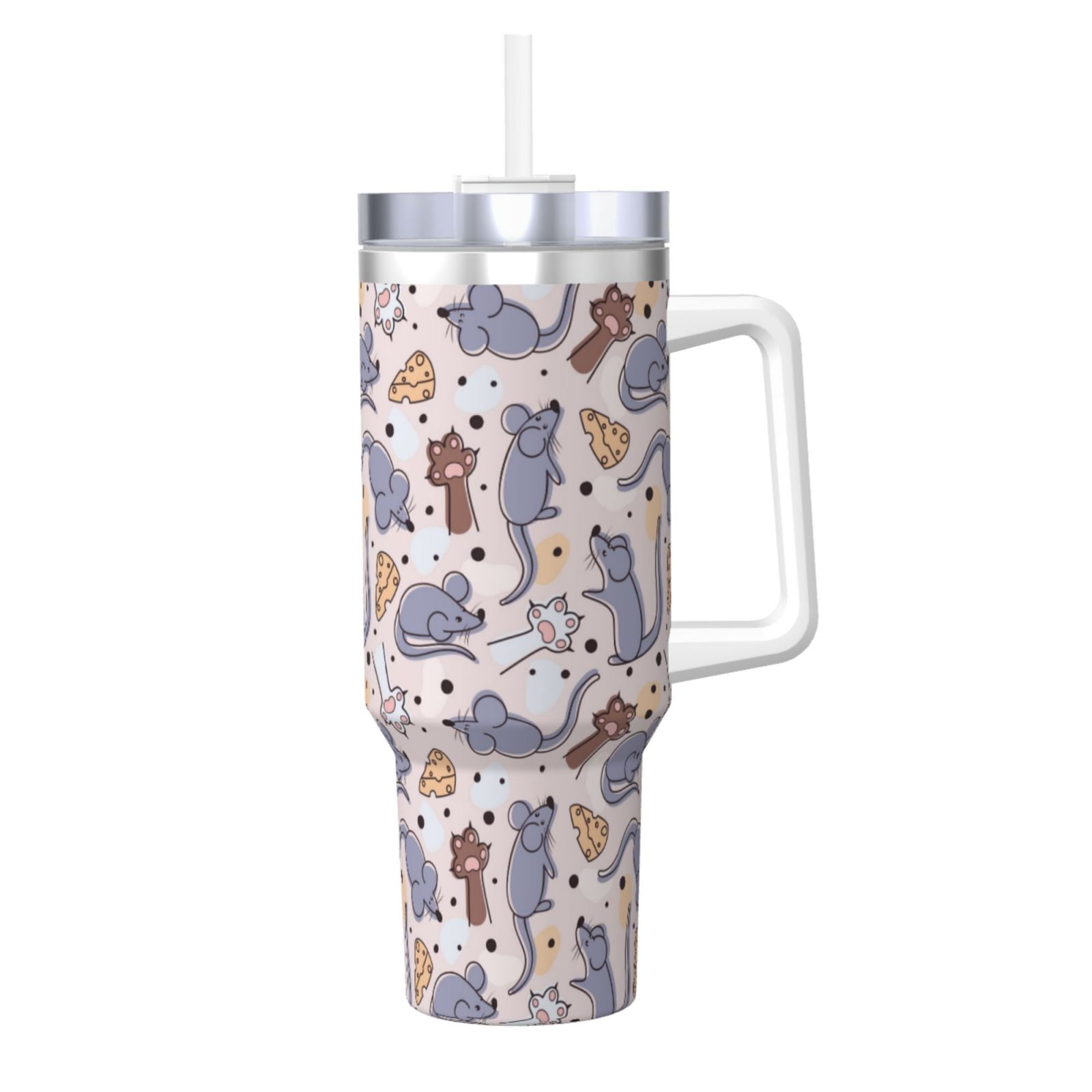 Fotbe cartoon mouse Pattern 40oz Ice Bully With Handle And Straw ...
