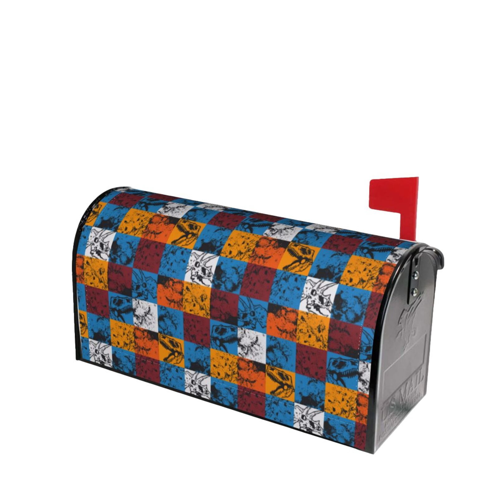 Fotbe colorful plaid Dinosaur Mailbox Covers Post Letter Box Cover ...