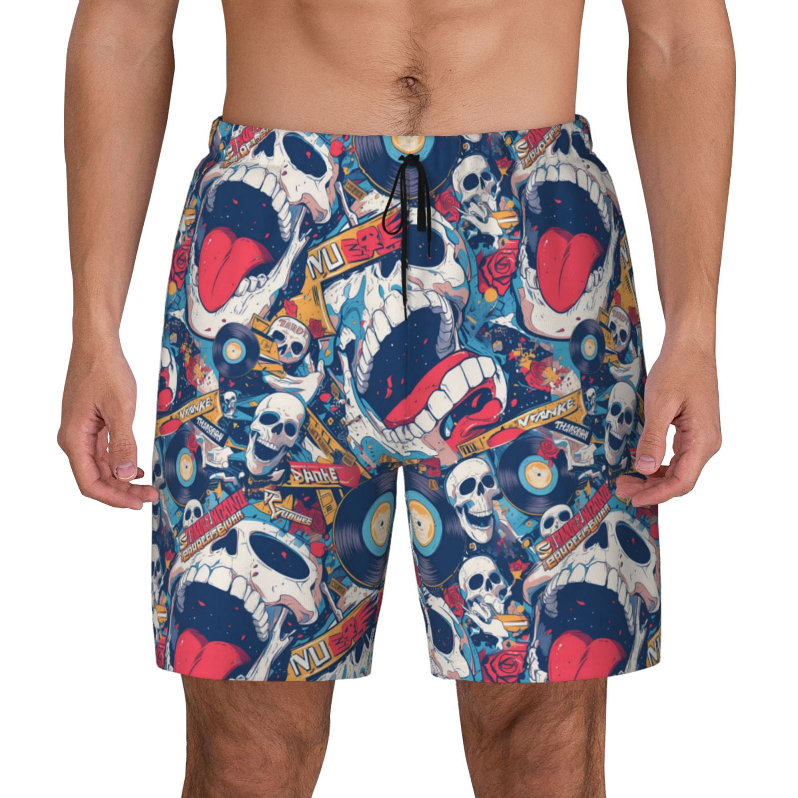 Fotbe cool rock Skull Men’s Swim Trunks Quick Dry Swim Shorts Board ...