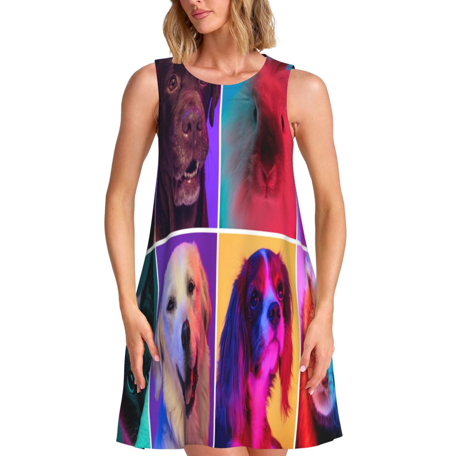 Fotbe cute dogs of different breeds Pattern Women’s Summer Tank Midi ...