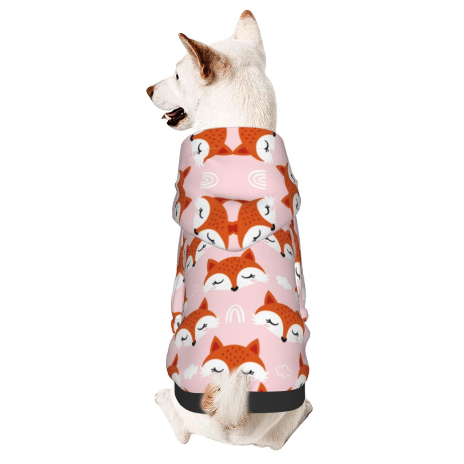 Fotbe cute fox pink Print Small Dog Sweater Hoodies Pet Grey Hooded ...