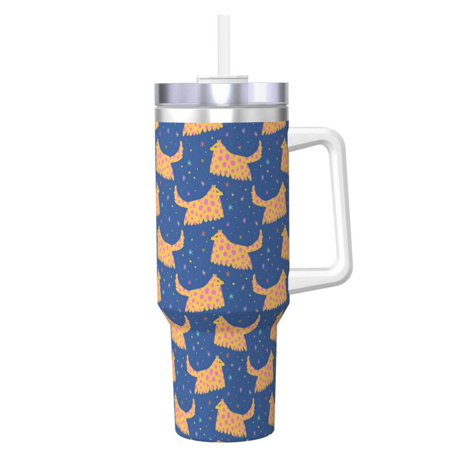 Fotbe dogs Pattern 40oz Ice Bully With Handle And Straw Stainless Steel ...