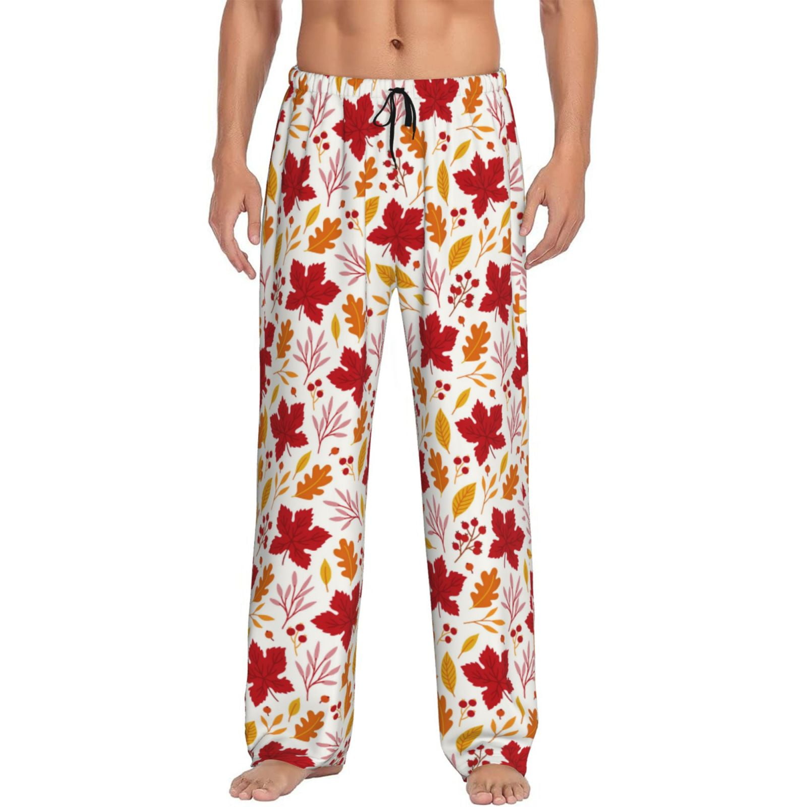 Fotbe fall laef Maple Men's Pajama Pants,Sleepwear Pants,Pj Bottoms Drawstring And Pockets-XX ...