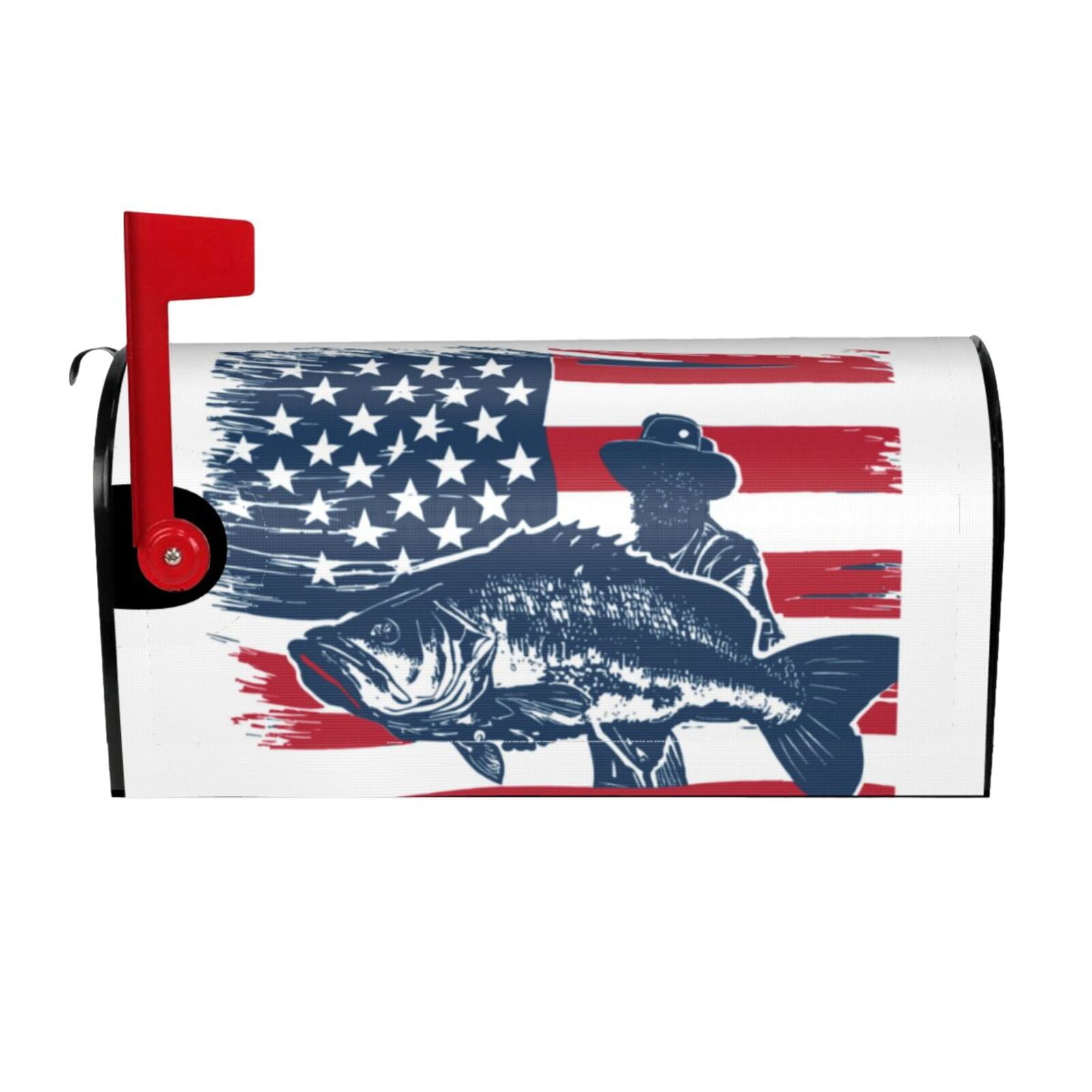 Fotbe fisherman fishing with USA flag Mailbox Covers Post Letter Box ...